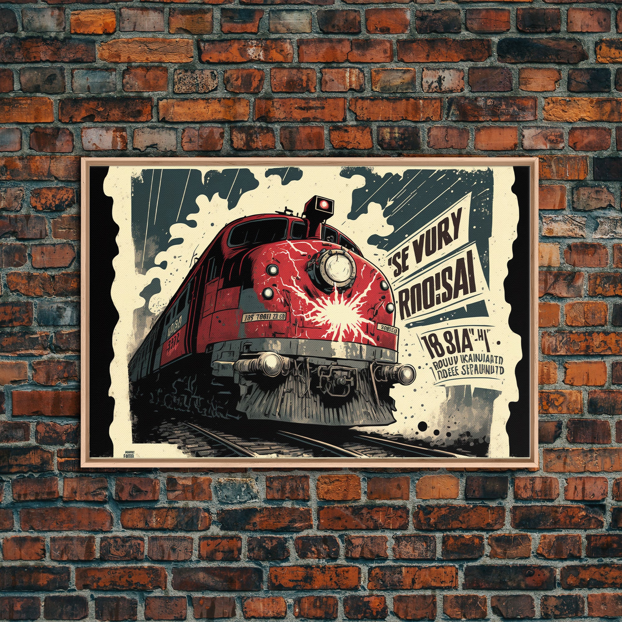 Fictional Soviet Propaganda Train Poster, Framed Canvas Print, Large W ...