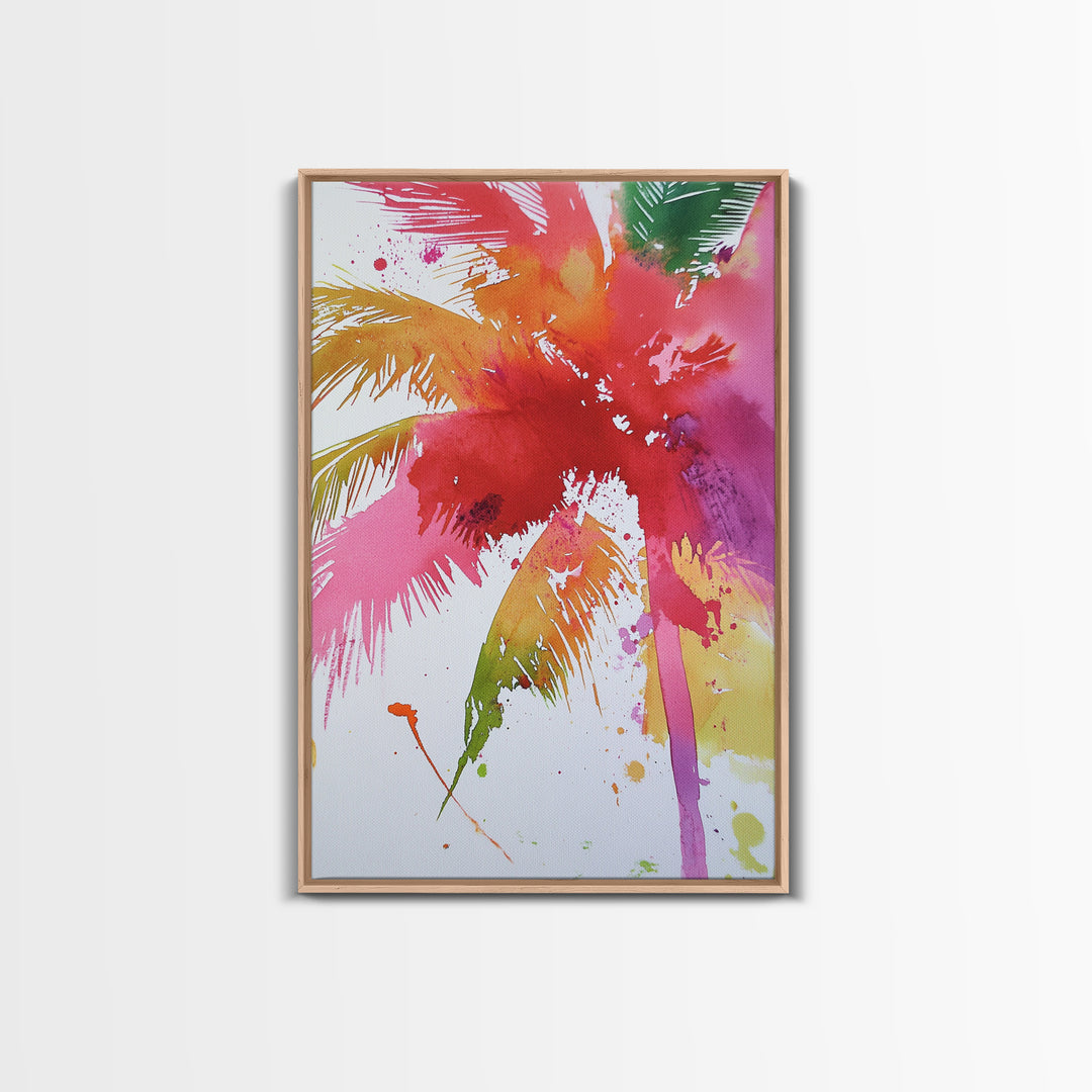 Retro Palm Tree Painting Print, Framed Canvas Print, Pop Art Palm Tree ...