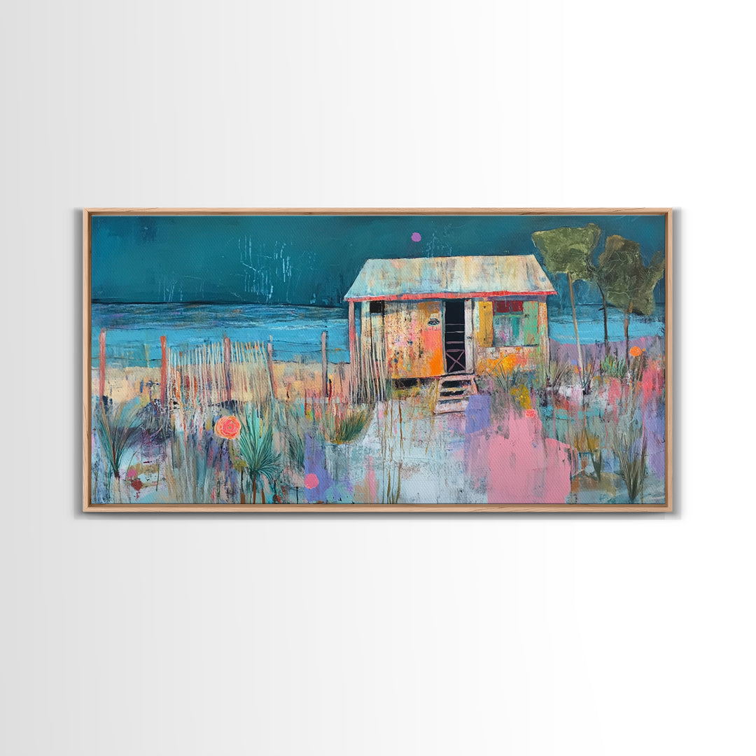 Rustic Beach Shack, Coastal Wall Art, Cottagecore Wall Art, Boho Art ...