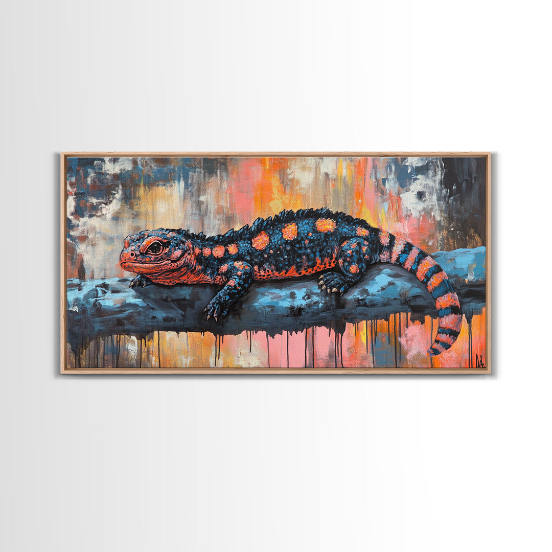 Vibrant Lizard Art, Graffiti Wall Art, Whimsical Art, Leopard Wall Art ...