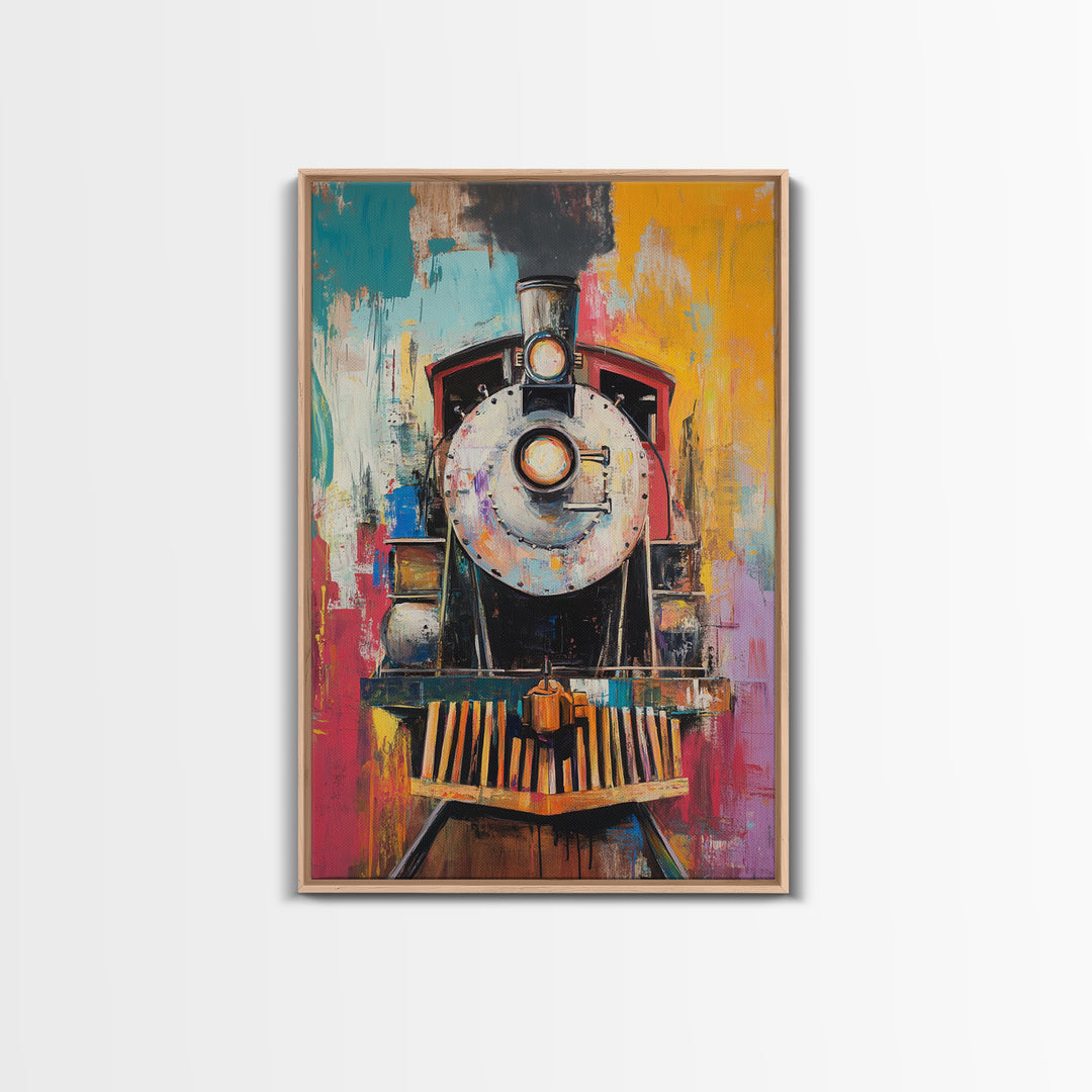 Vintage Train Canvas Print Industrial Wall Art Steam Locomotive Painti ...