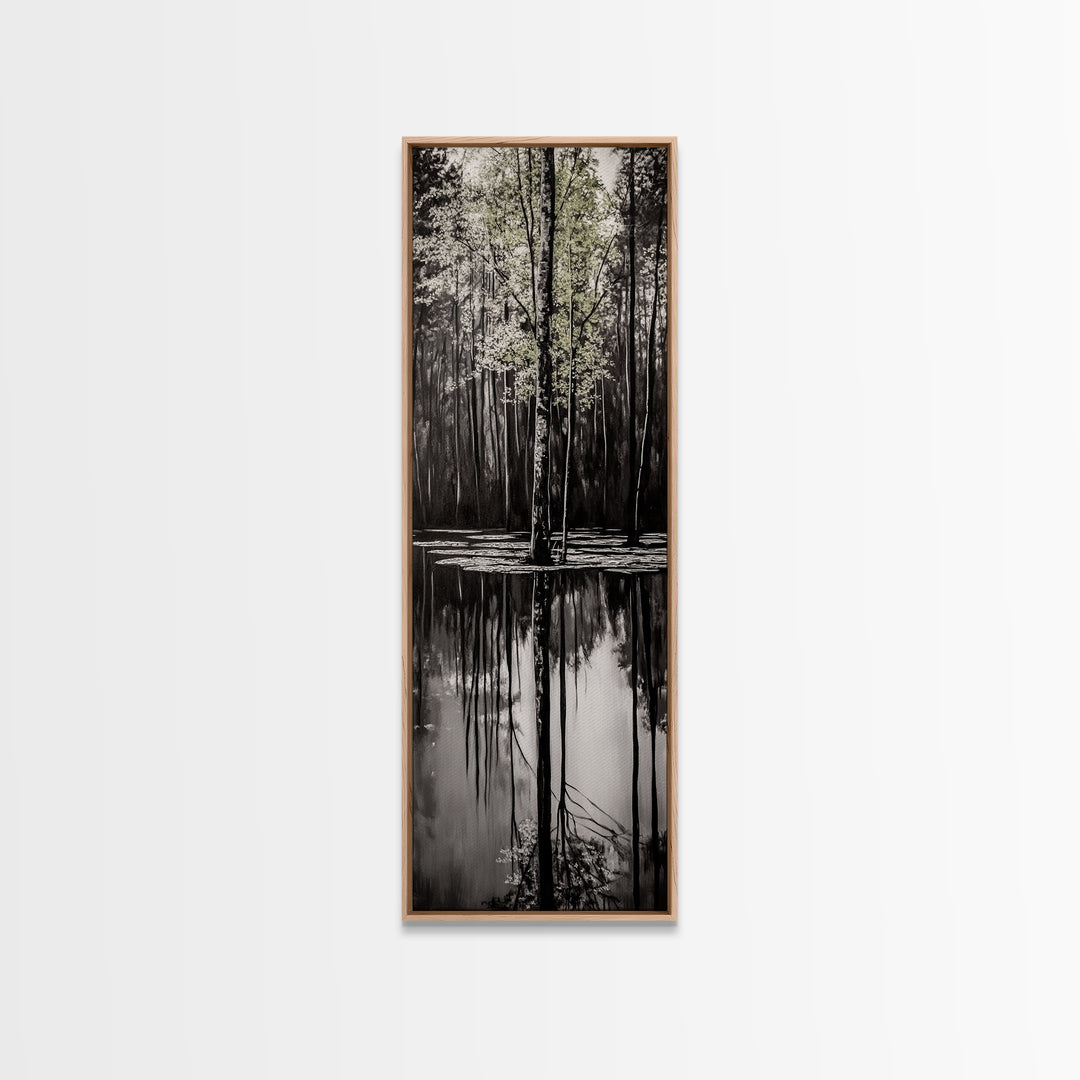 Reflective Trees, Monochrome Forest Painting, Minimalist Nature Art, F ...