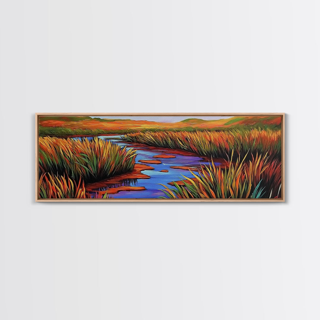 Autumn River Scene, Colorful Marsh Landscape, Nature Wall Decor, Frame ...