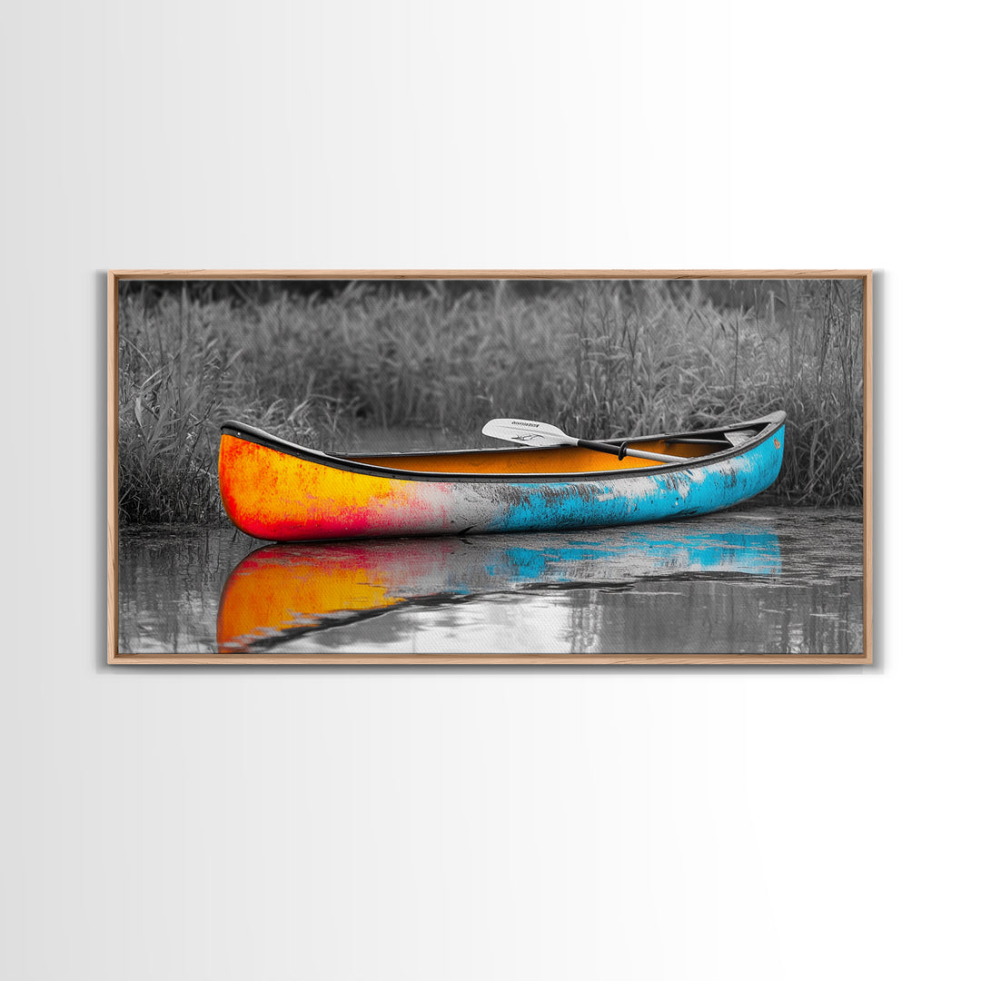 Painted Canoe, River Reflections, Nature Boating, Color Pop Art, Canva ...