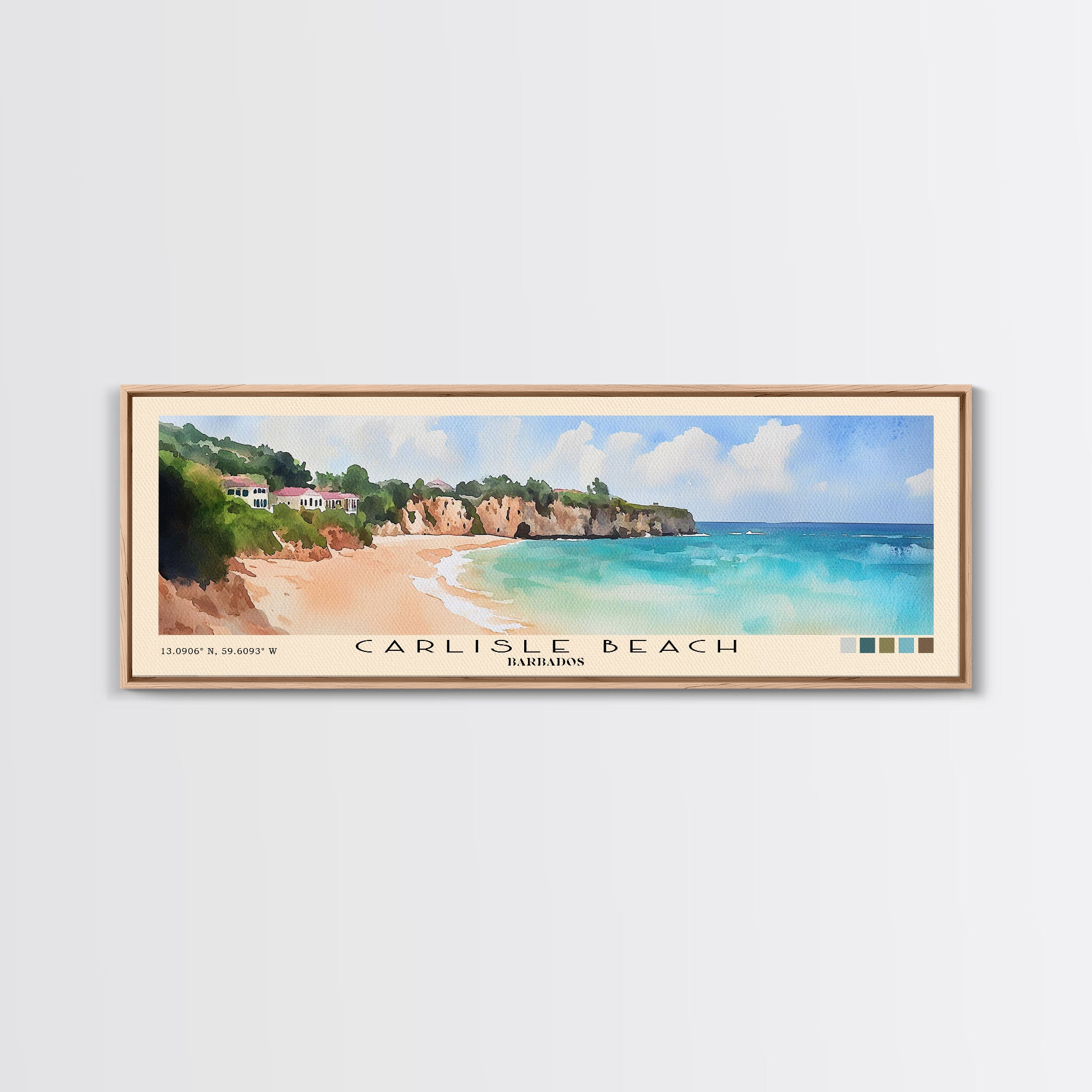 Carlisle Beach, Barbados Watercolor Print, Vacation Gift, Barbados Wal ...