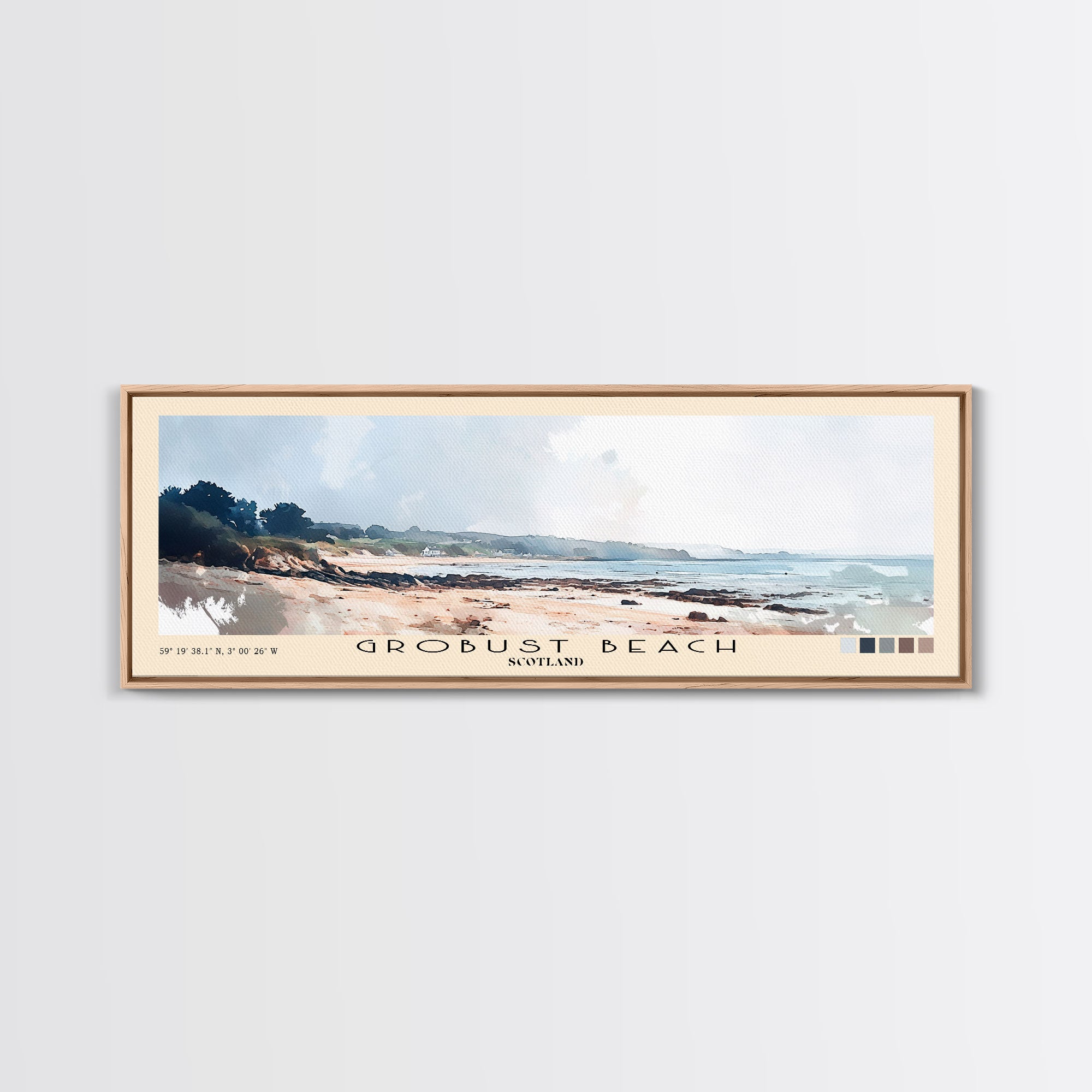Grobust beach, Scotland Watercolor Print, Vacation Gift, Scotland Wall ...