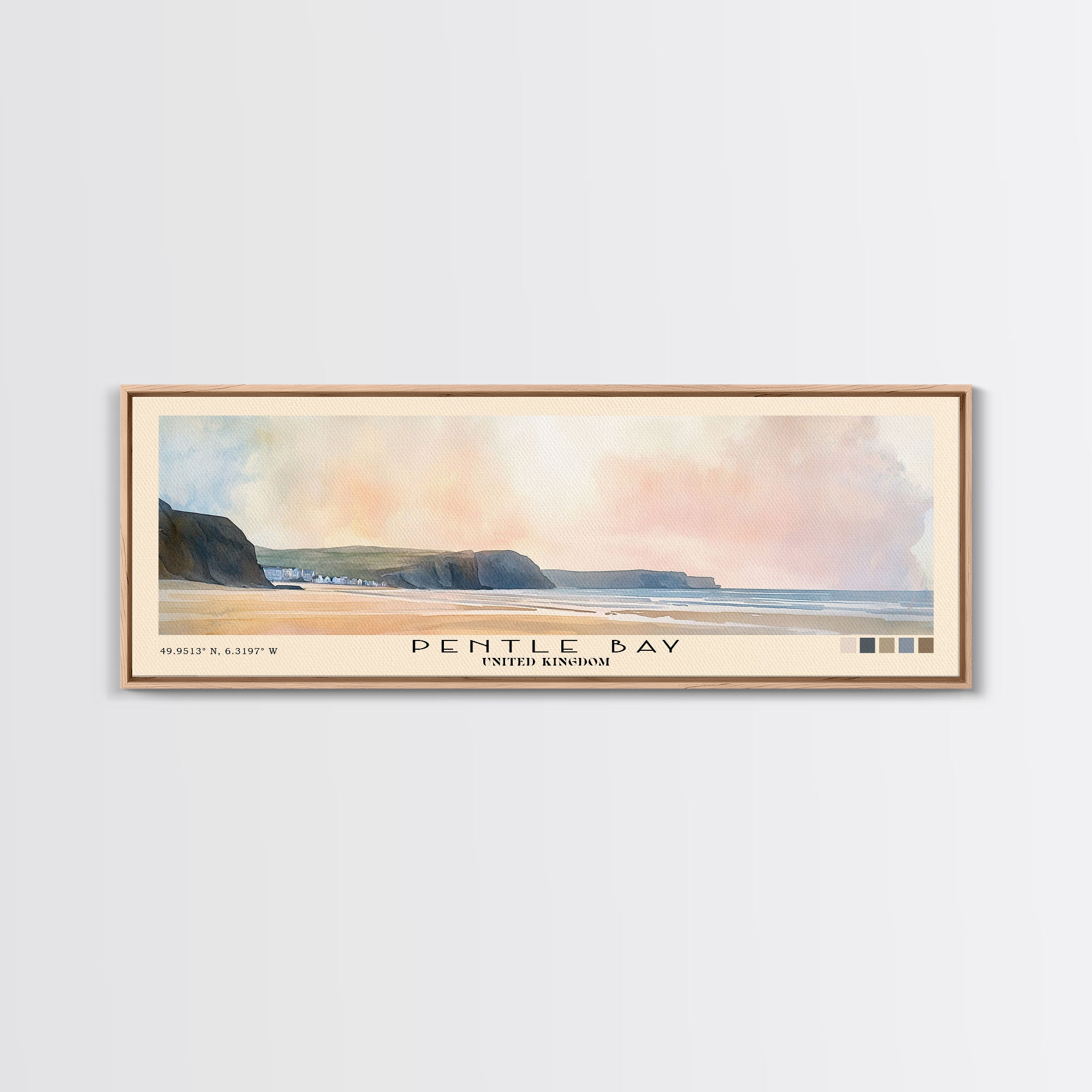 Pentle Bay, United Kingdom Watercolor Beach Print, Vacation Gift, Unit ...