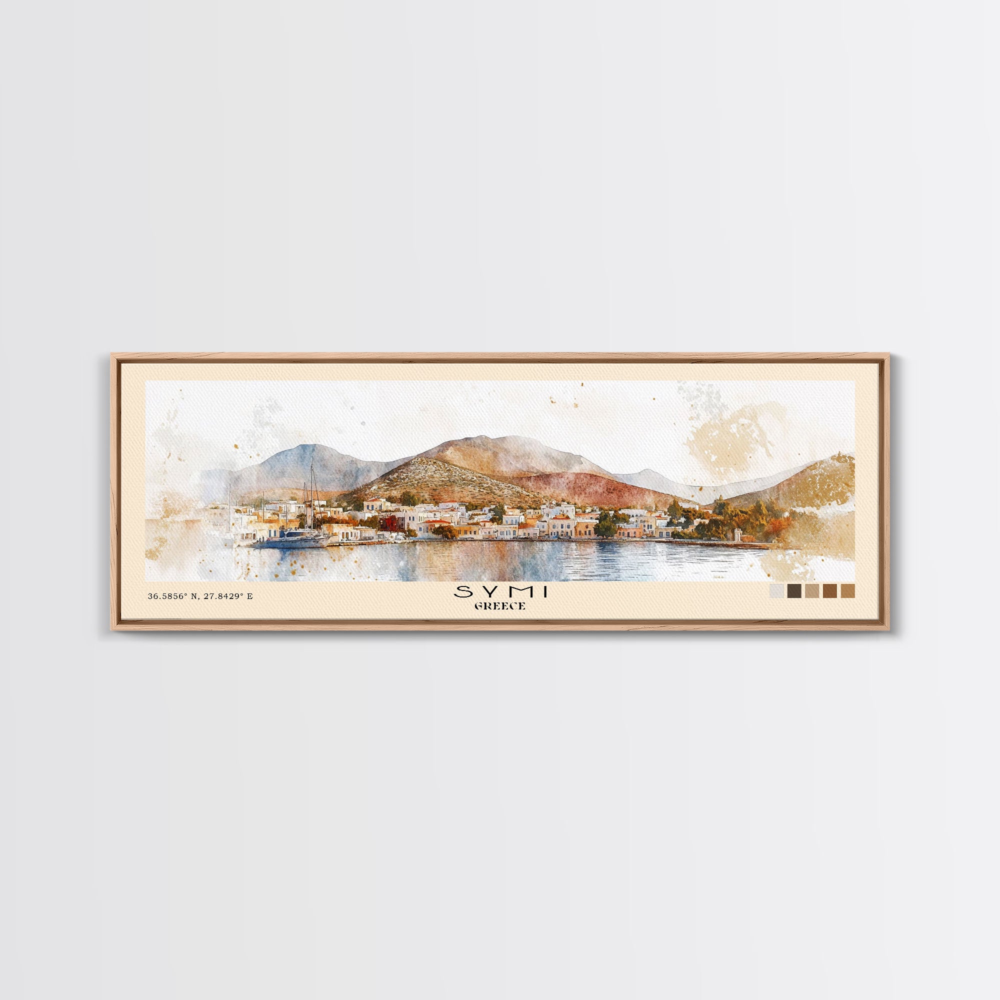 Symi, Greece Watercolor Beach Print, Vacation Gift, Greece Wall Art, B ...