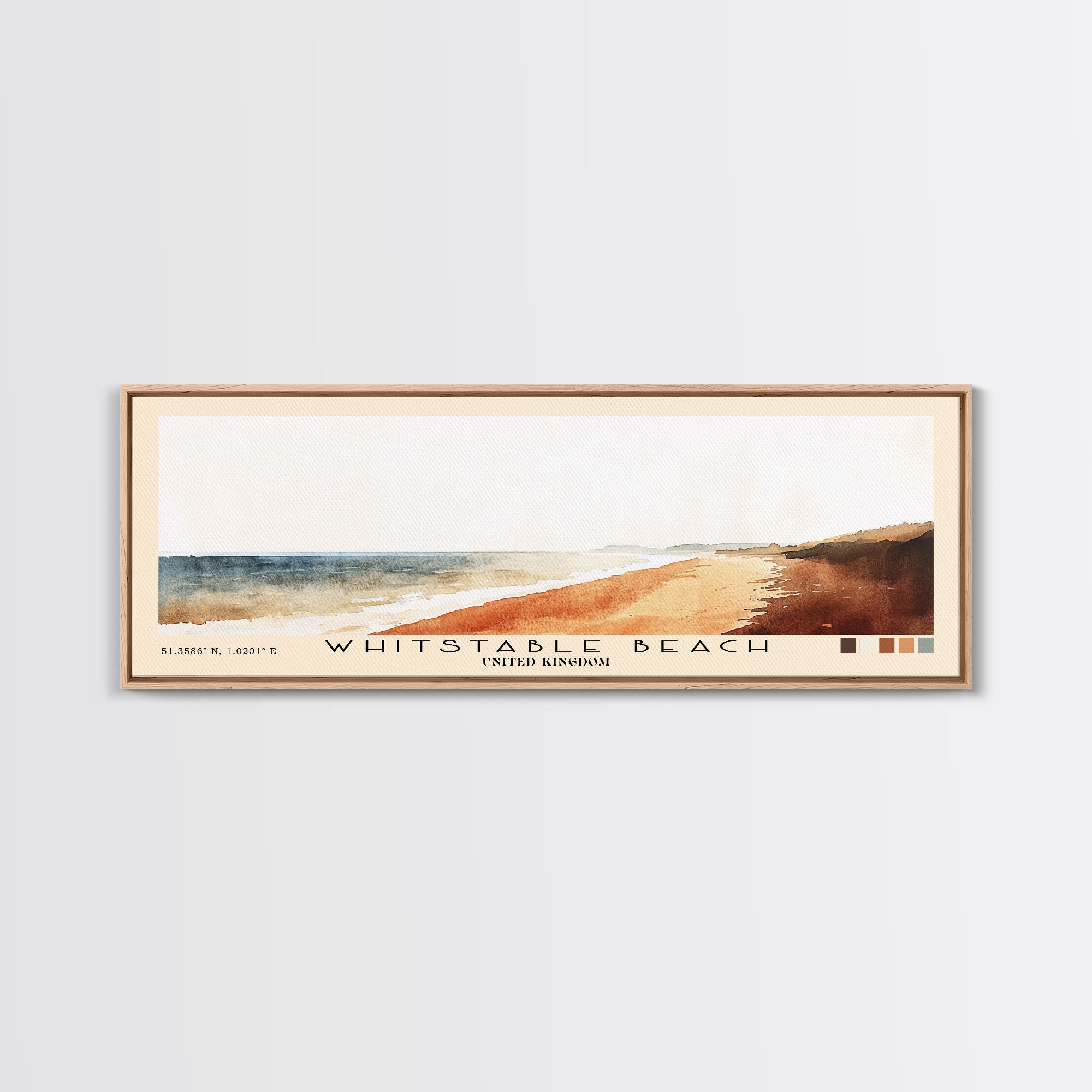 Whitstable beach, United Kingdom Watercolor Beach Print, Vacation Gift ...