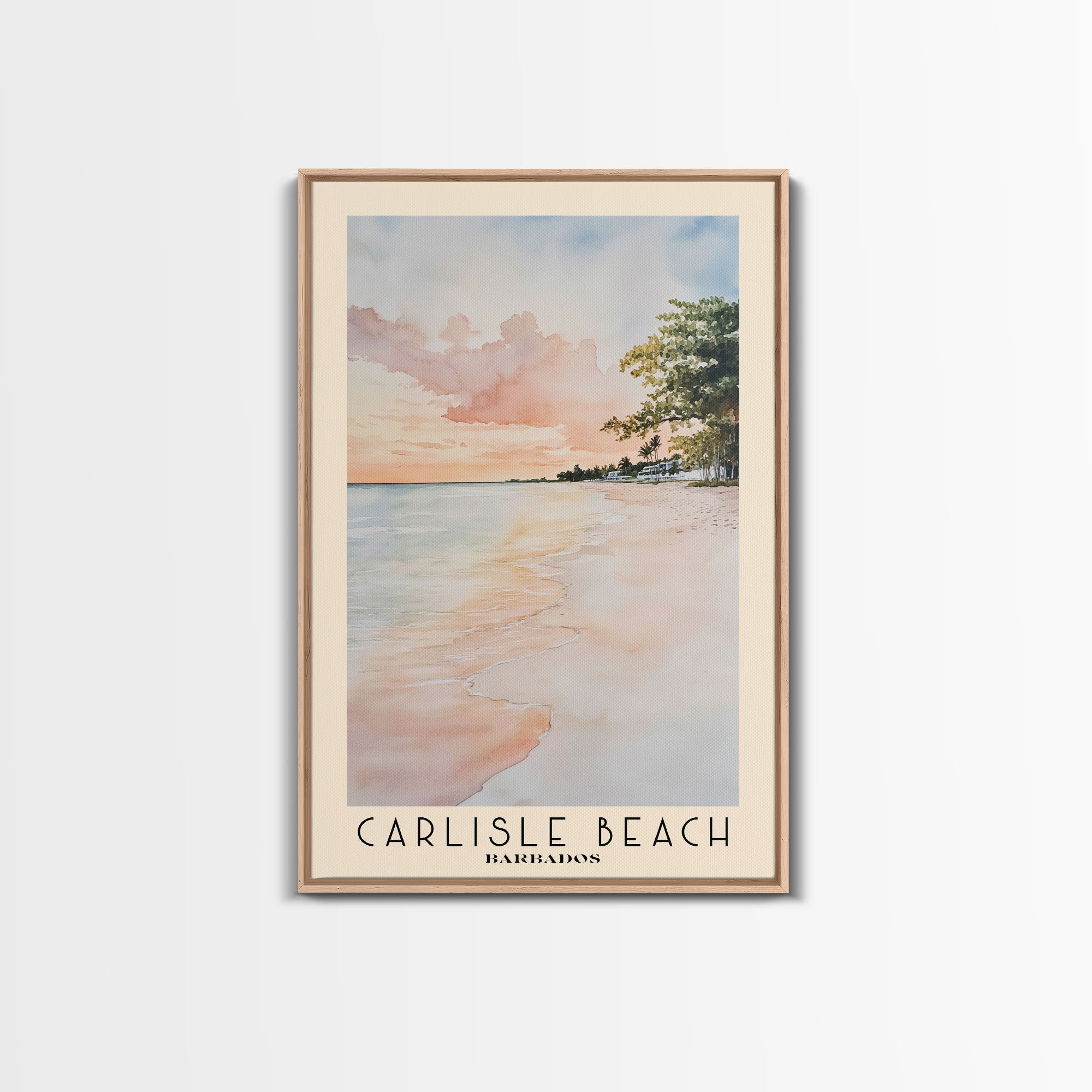 Carlisle Beach, Barbados Watercolor Print, Vacation Gift, Barbados Wal ...