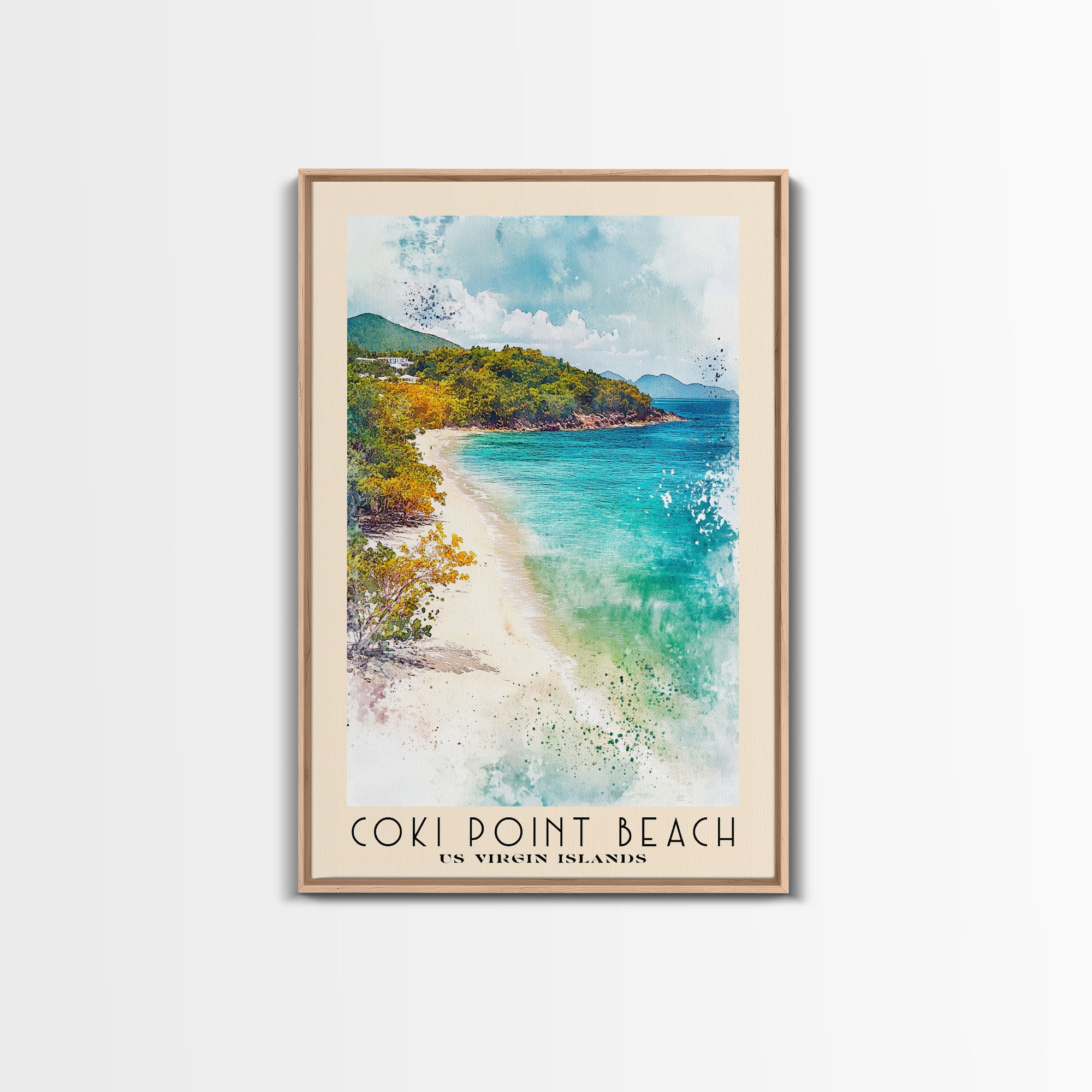 Coki Point Beach, US Virgin islands Watercolor Print, Vacation Gift, U ...