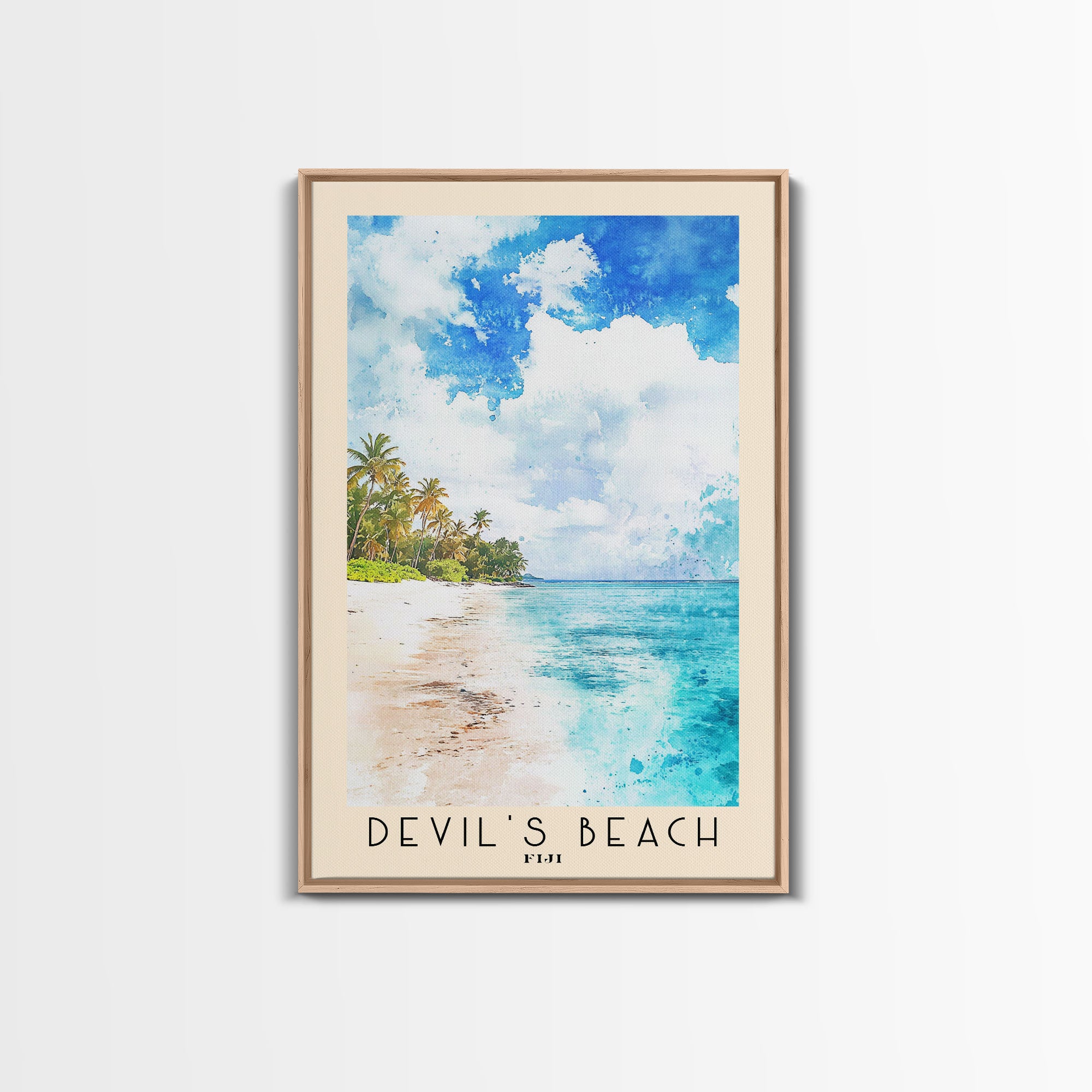 Devil’s Beach, Fiji Watercolor Beach Print, Vacation Gift, Fiji Wall A ...