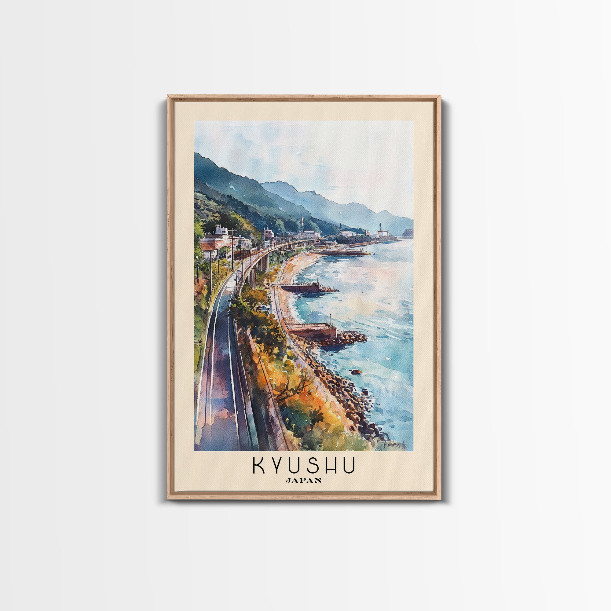 Kyushu, Japan Watercolor Beach Print, Vacation Gift, Japan Wall Art, F ...