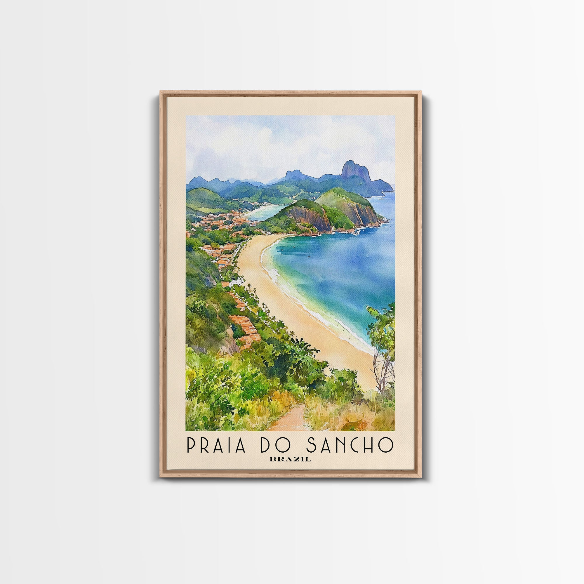 Praia do Sancho, Brazil Watercolor Beach Print, Vacation Gift, Brazil ...