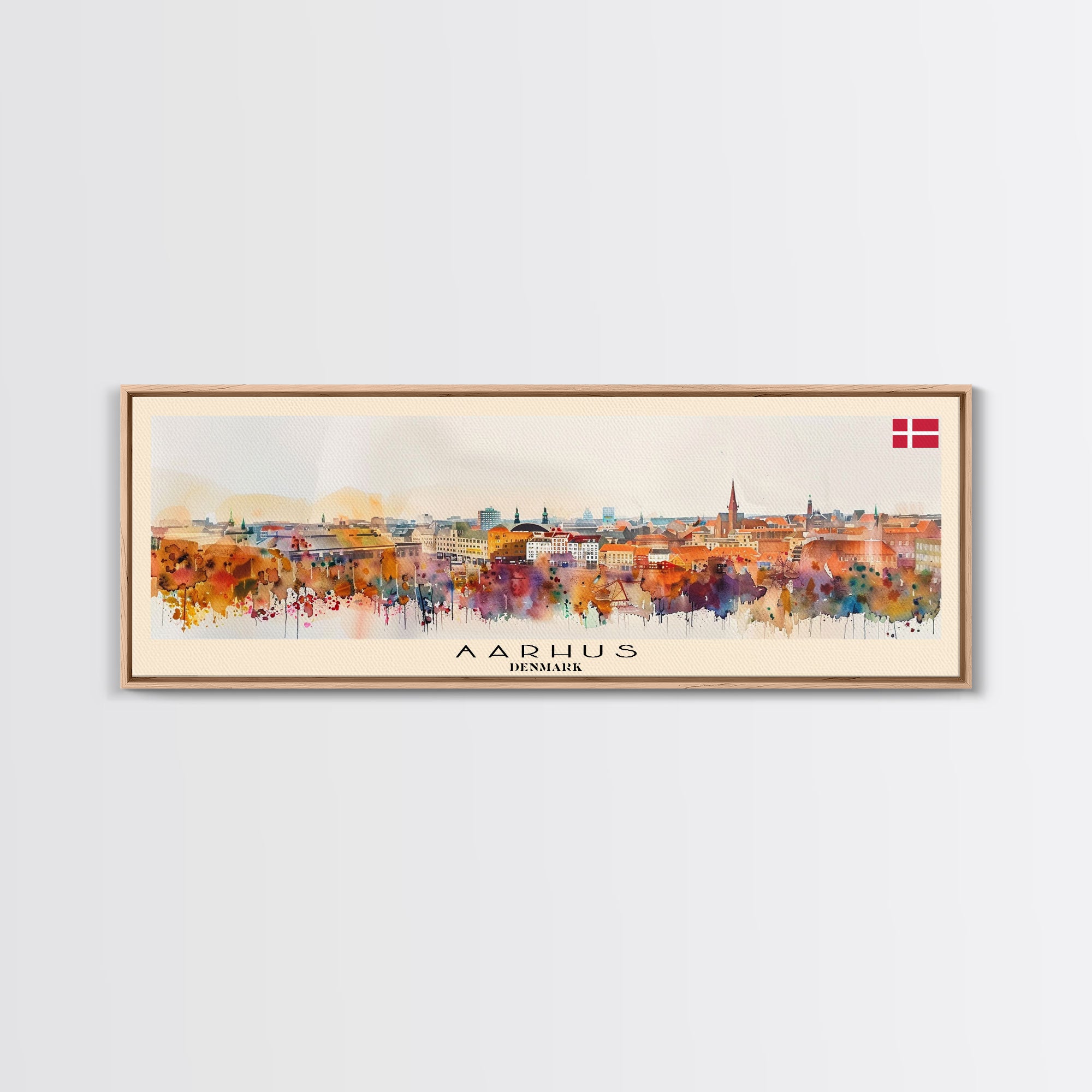 Aarhus Denmark Panoramic Travel Poster, Framed Canvas Print or Metal W ...
