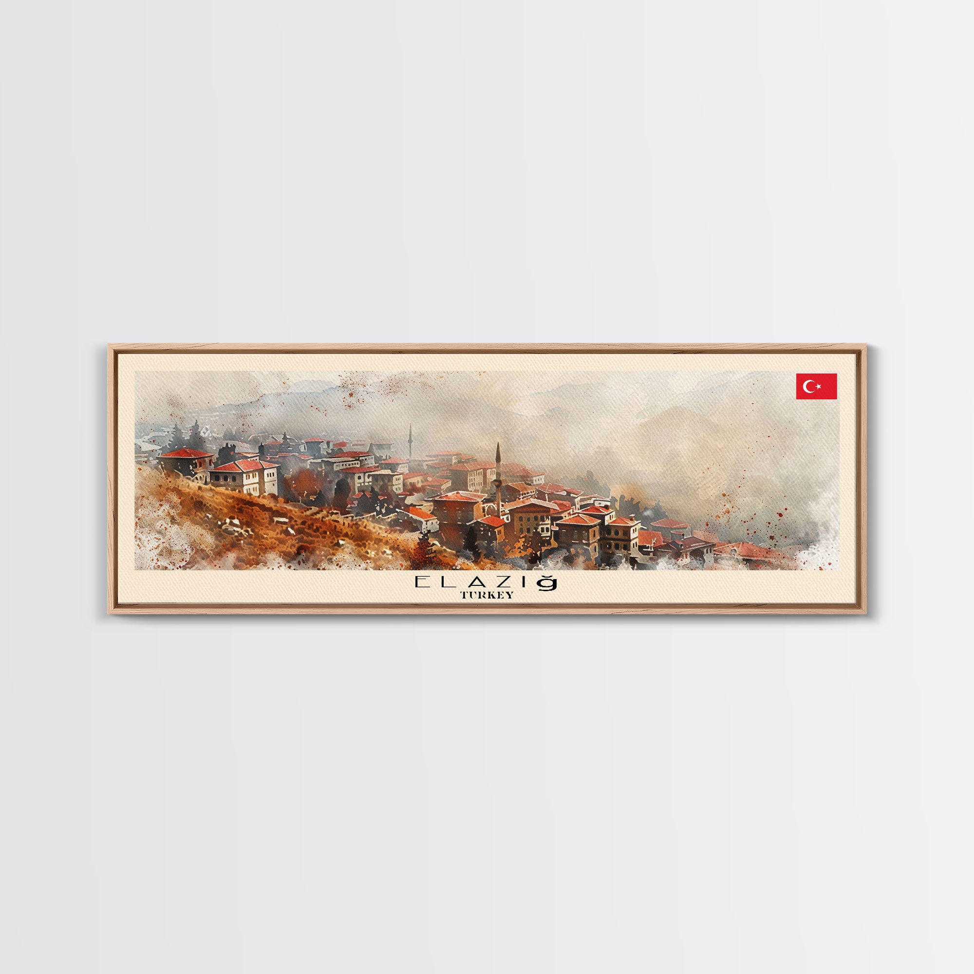 Elaz Turkey Wall Art, Panoramic Travel Poster, Panoramic Framed Canvas ...