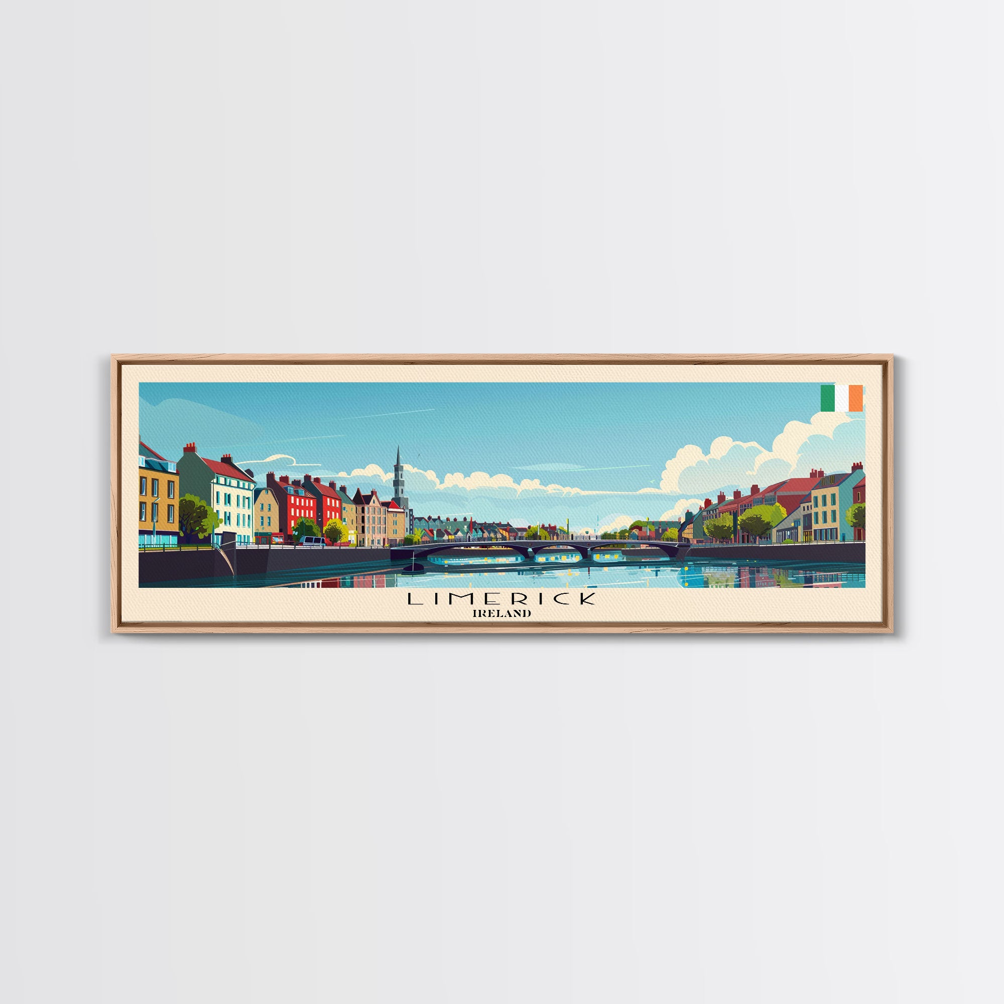Limerick Ireland Travel Print Wall Art, Panoramic City Art, Travel Art ...