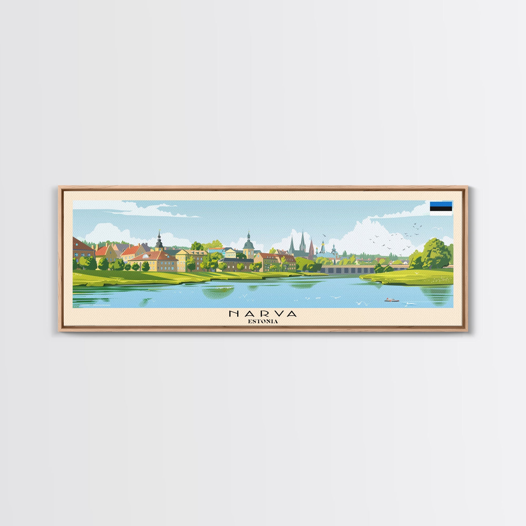 Narva Estonia Panoramic Travel Poster, Framed Canvas Print or Metal Wa ...