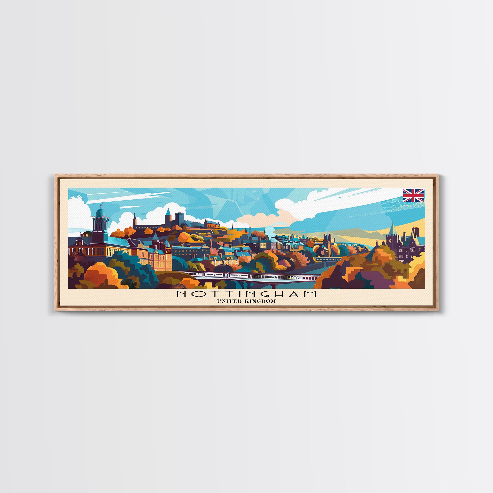 Nottingham United Kingdom Wall Art, Panoramic Travel Poster, Panoramic ...