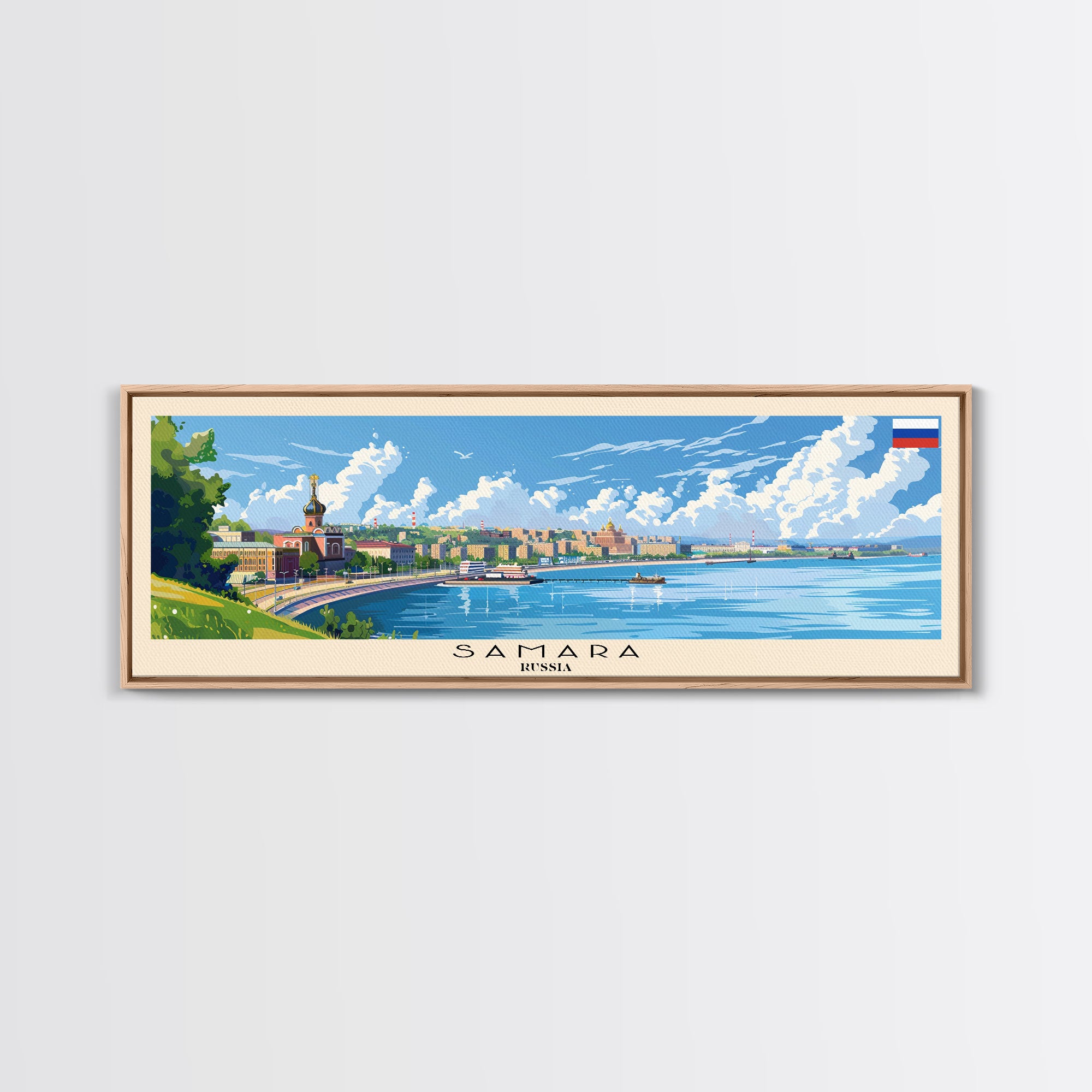 Samara Russia Wall Art, Panoramic Travel Poster, Panoramic Framed Canv ...