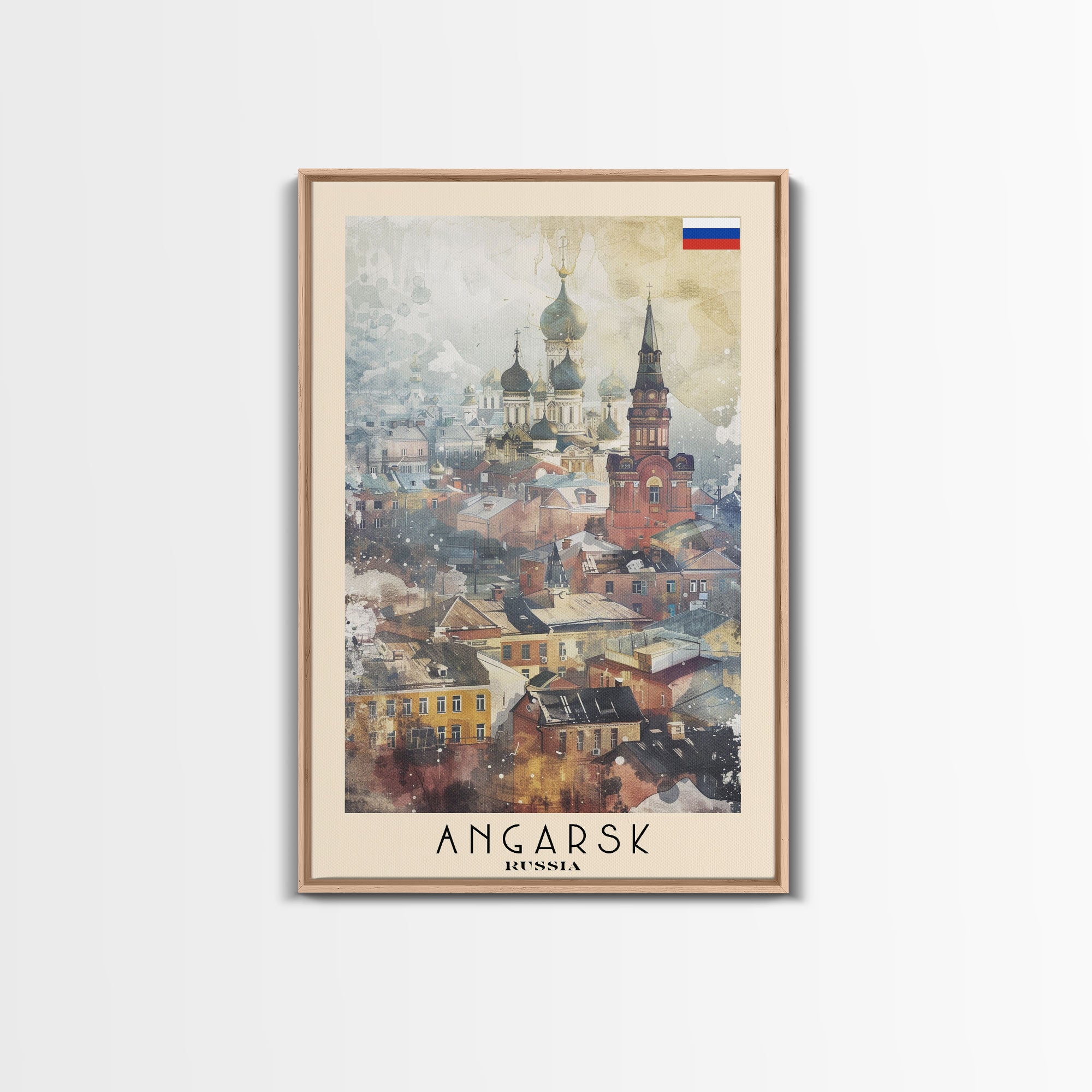 Beautiful Angarsk Skyline, Framed Canvas Print, Unique Travel Poster A ...