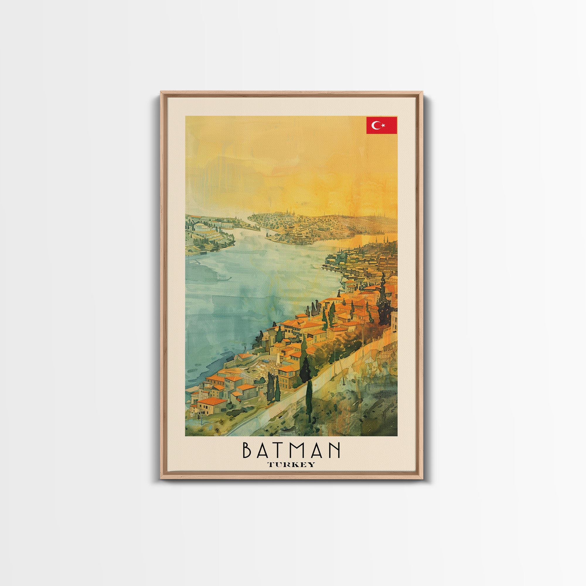 Batman Turkey Travel Poster Framed Canvas Print, Wall Art, Living Room ...