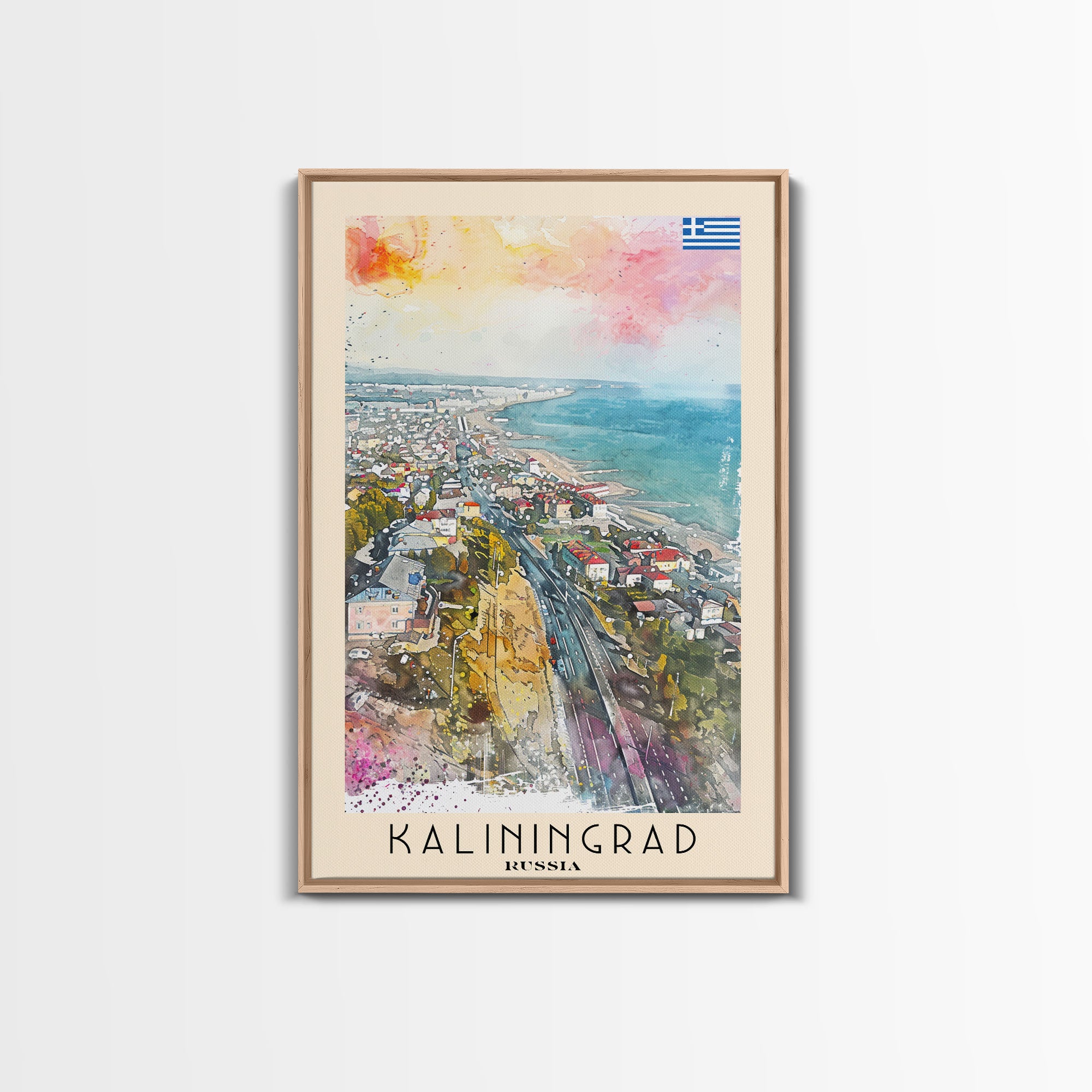 Kaliningrad Russia Urban Landscape, Framed Canvas Print, Travel Poster ...