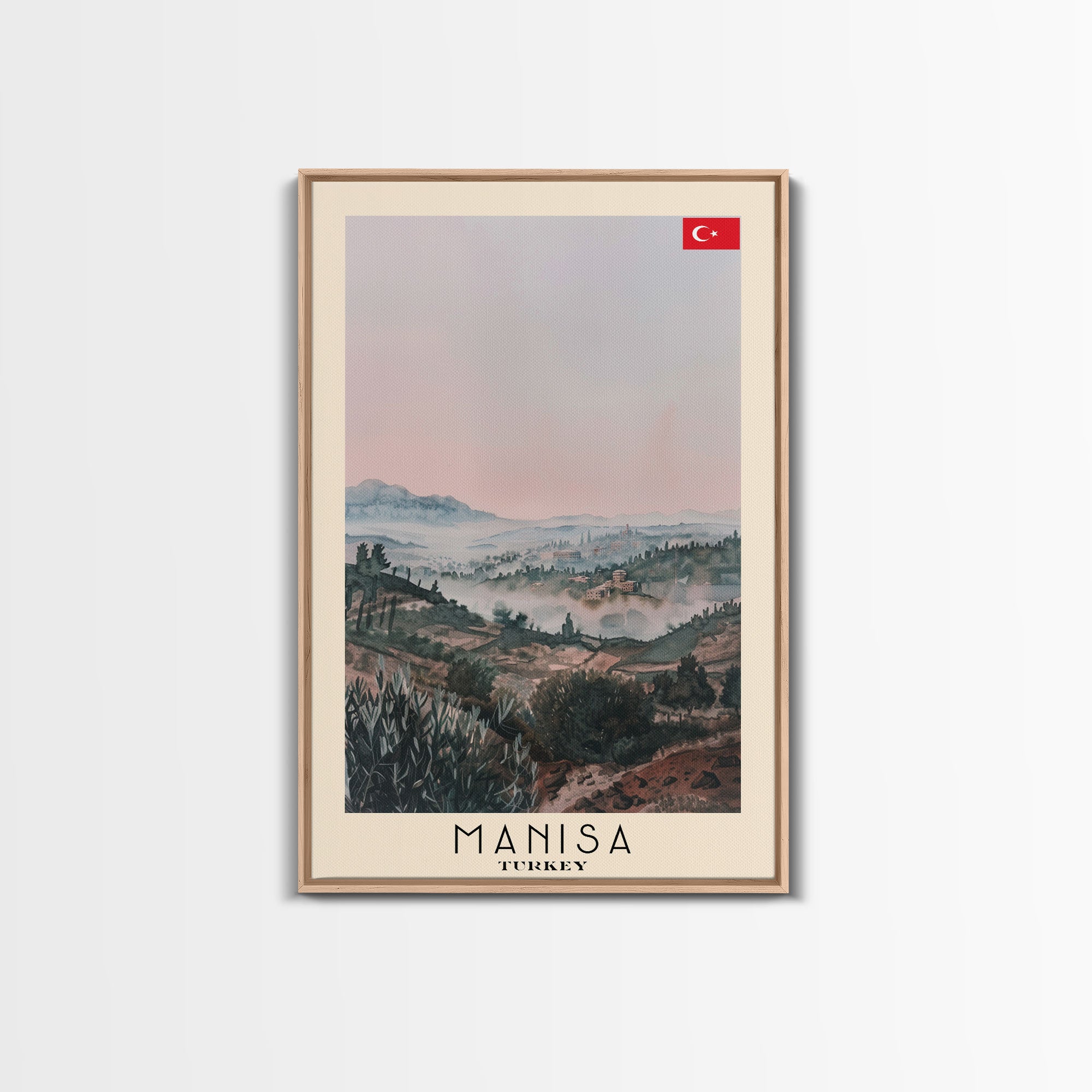 Manisa Turkey Travel Poster Framed Canvas Print, Scenic Landscape, Wat ...