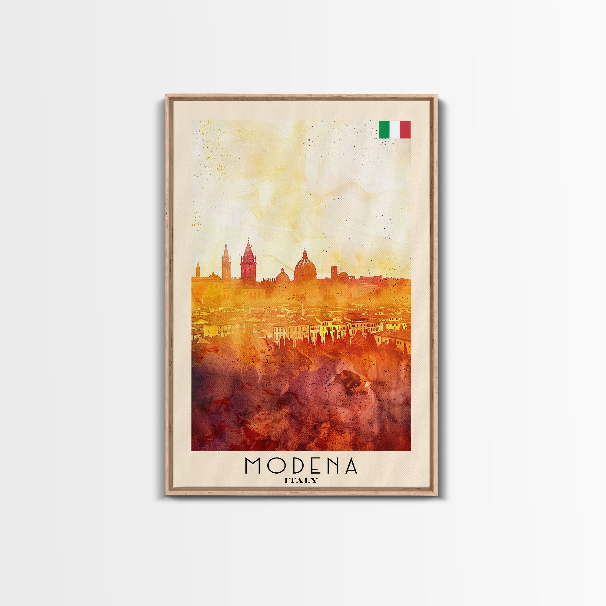 Modena Italy Travel Poster Framed Canvas Print, Historic Cityscape, Wa ...