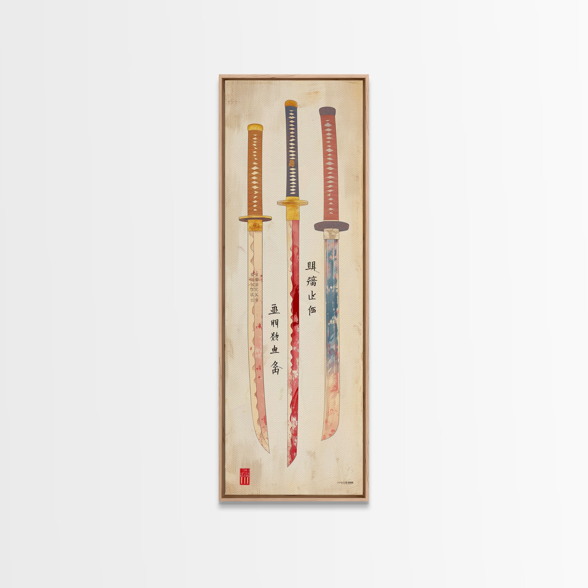 Three Ornate Samurai Swords Displayed Traditional Japanese Style On A ...