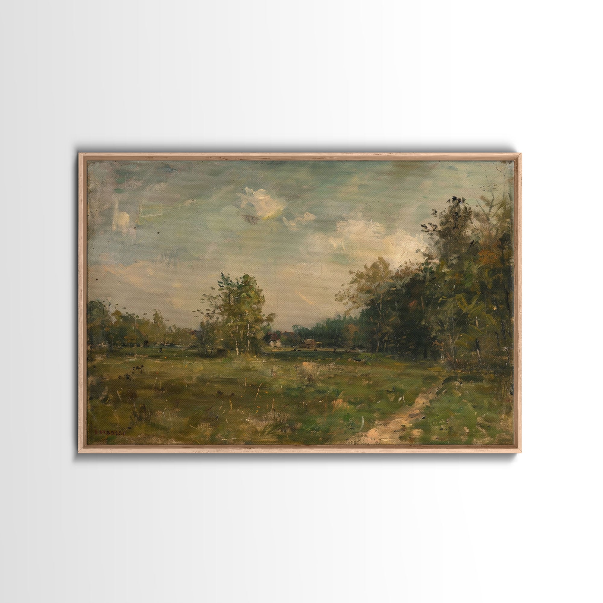Slightly Scorched Vintage Landscape Painting Print | Framed Wall Art O ...