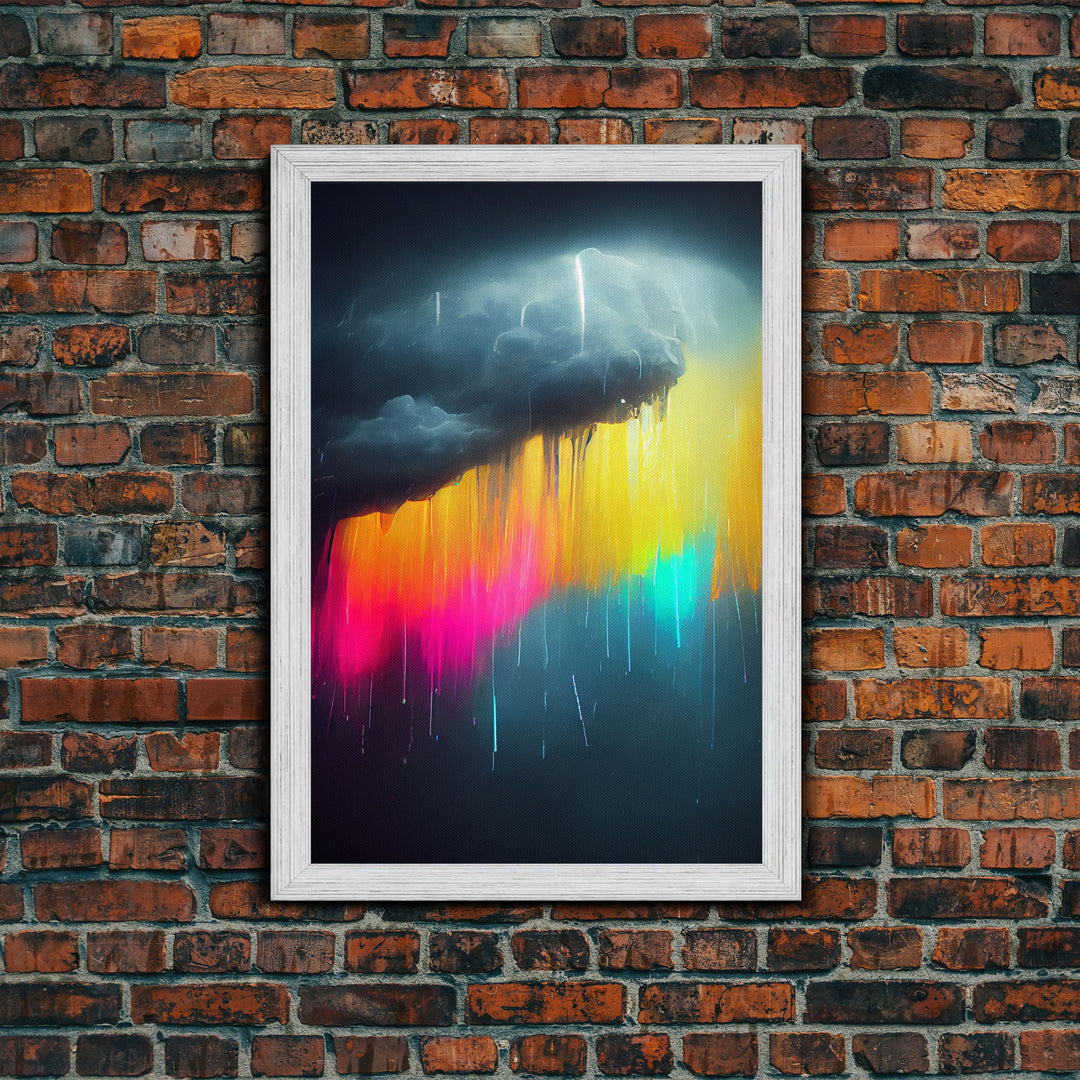 Rainbow In A Rain Cloud, Abstract Art Poster Print, Lightning, Rain, S ...