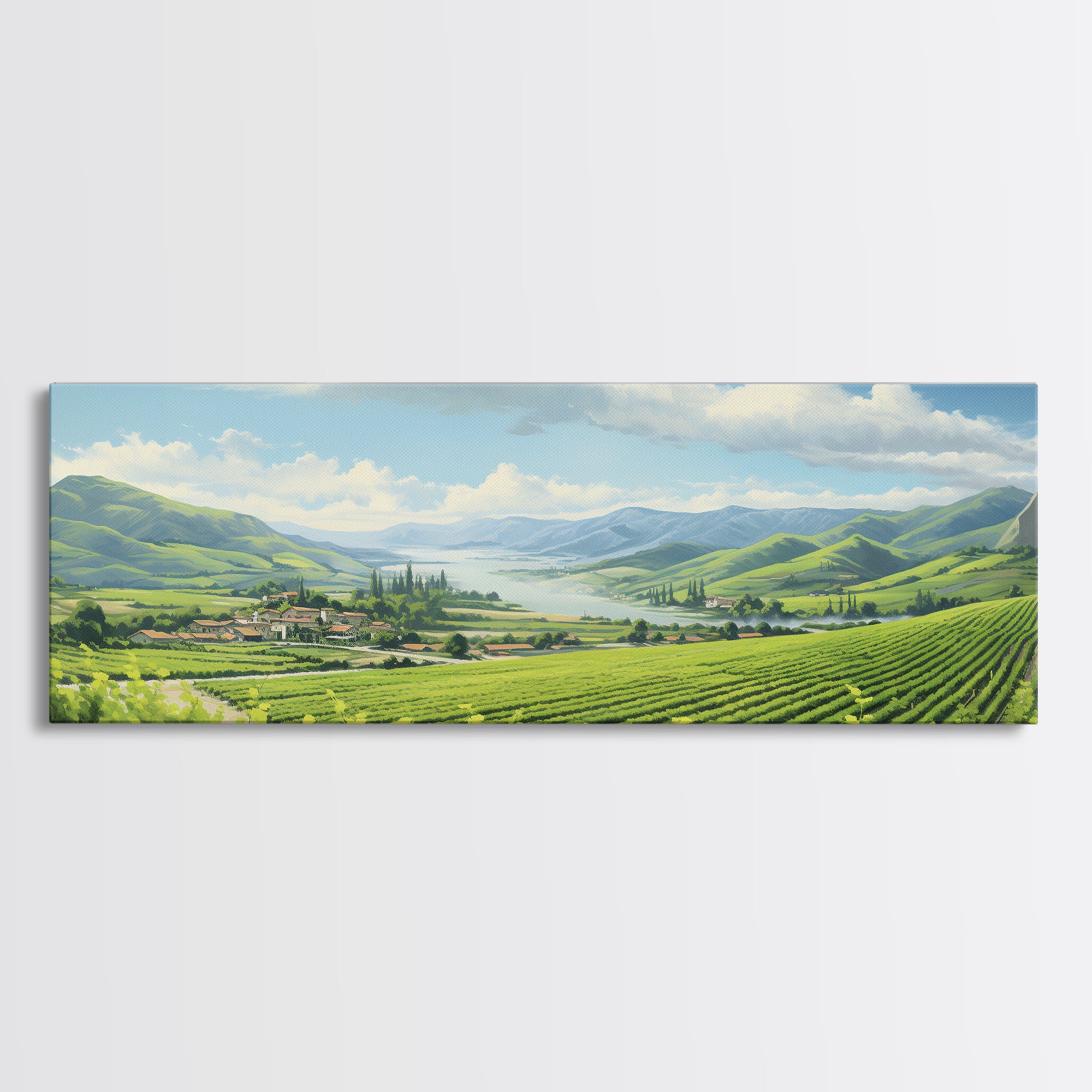 Italian Countryside Painting, Framed Canvas Print, Beautiful Scenic Pa ...