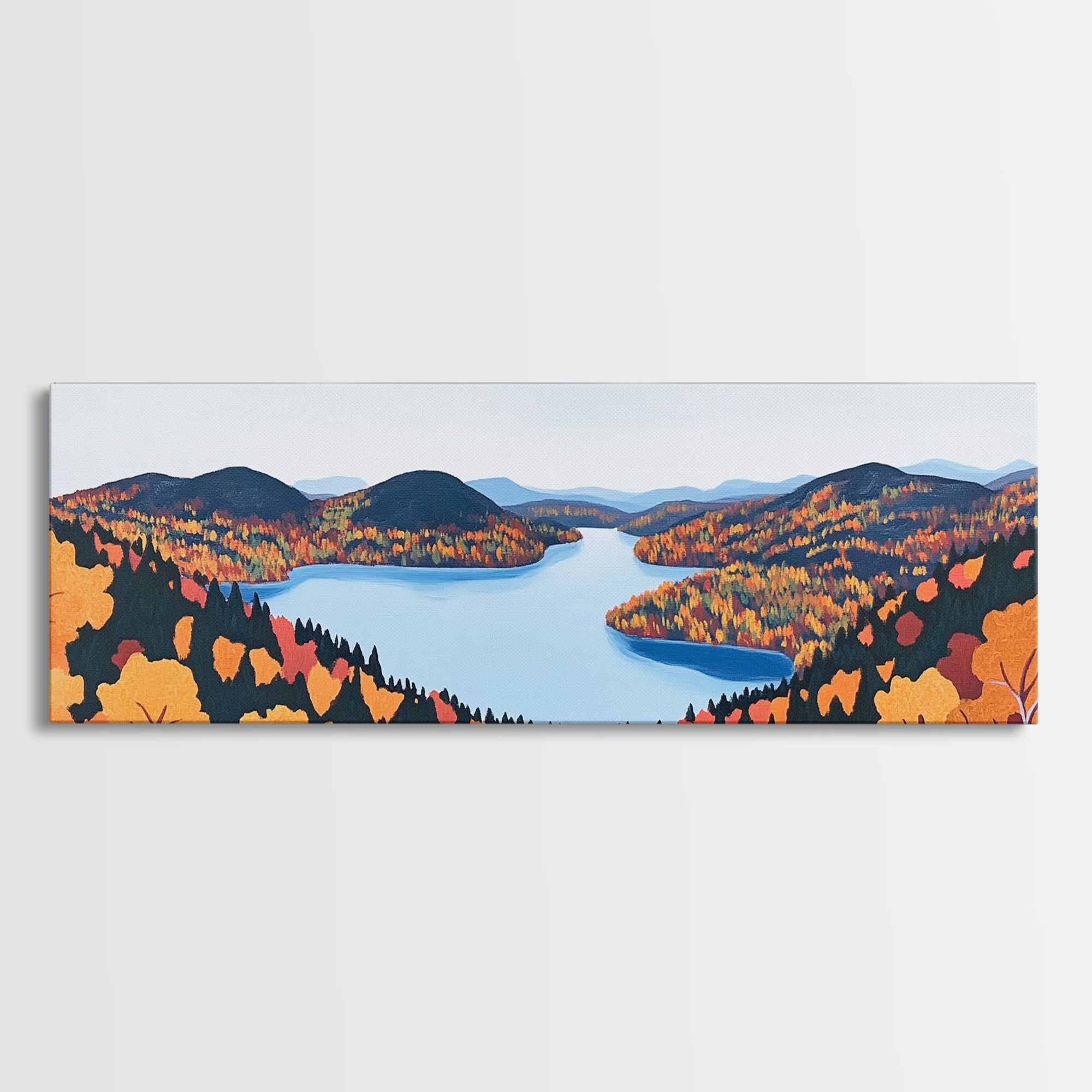 Fall In The Valley, Framed Canvas Print, Wood Framed Wall Art, Panoram ...
