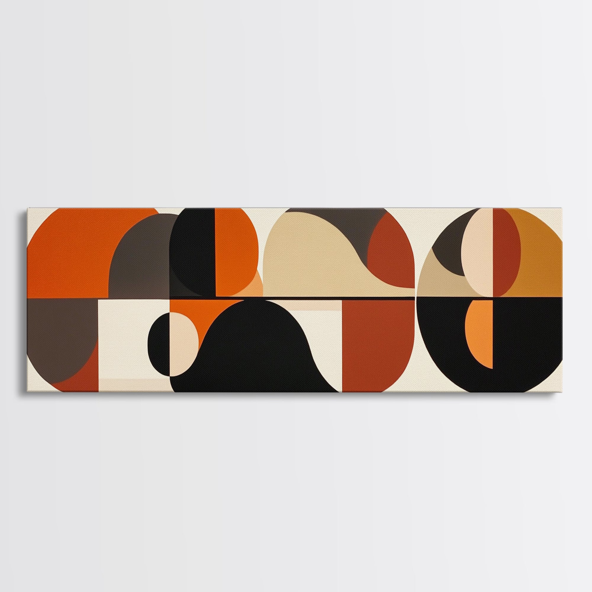 Earthy Tones MCM Style Panoramic Print, Geometric Shapes, Abstract Wal ...