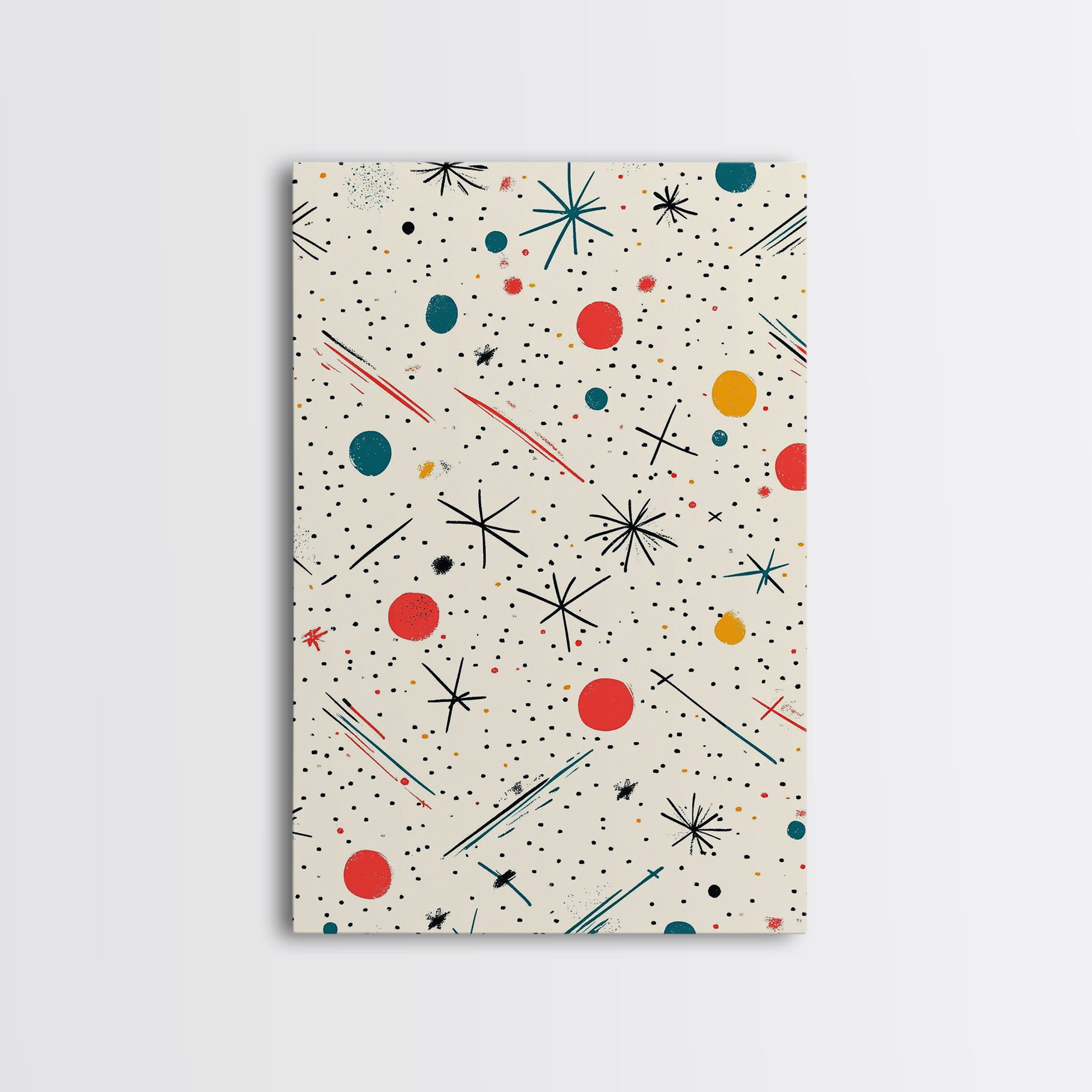 Retro MCM Style Pattern Wall Art, Wood Framed Canvas, Canvas Print, Ho ...