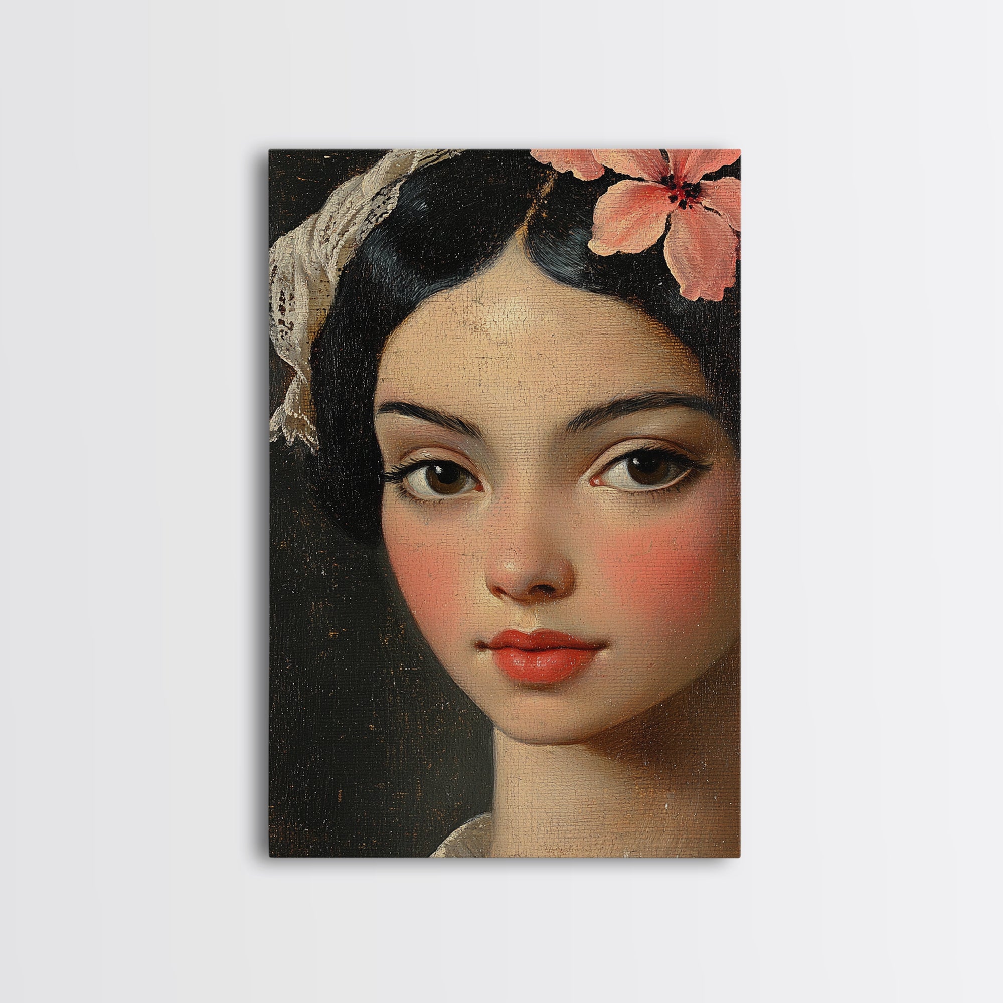 Chicano Portrait of Beautiful Senora, Vintage Style Framed Canvas Prin ...