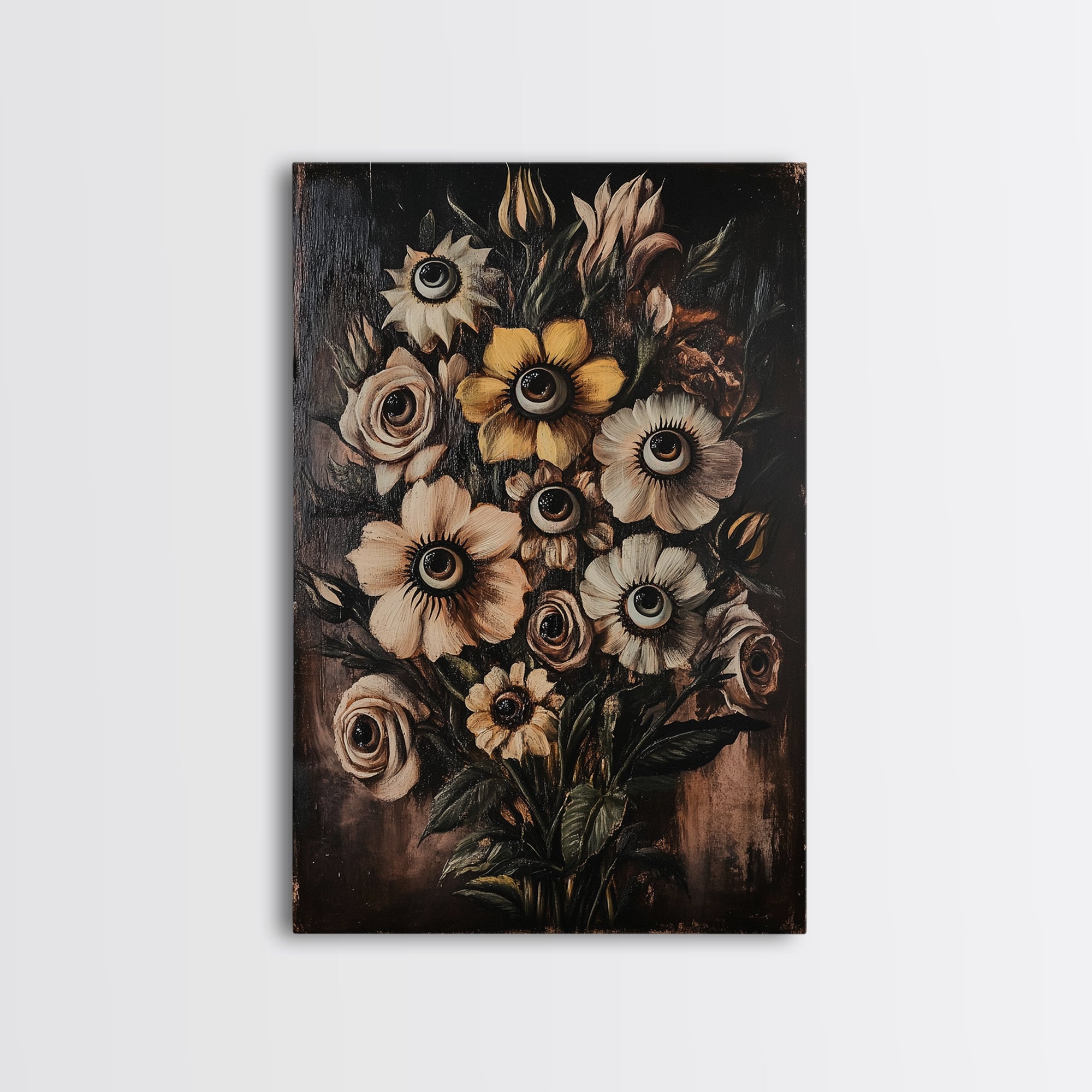 Macabre Halloween Decor, Creepy Flowers With Eyes Canvas Print, Dark A ...