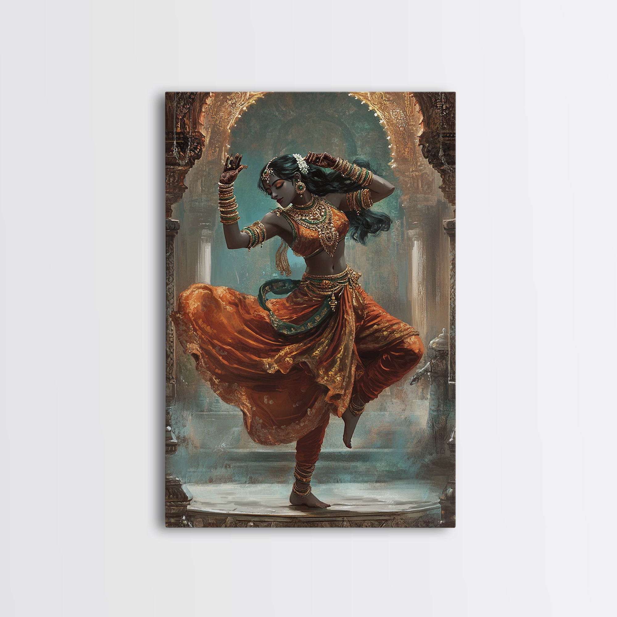 Portrait of Krishna Framed Canvas Print, Krishna Wall Art, Krishna Pai ...