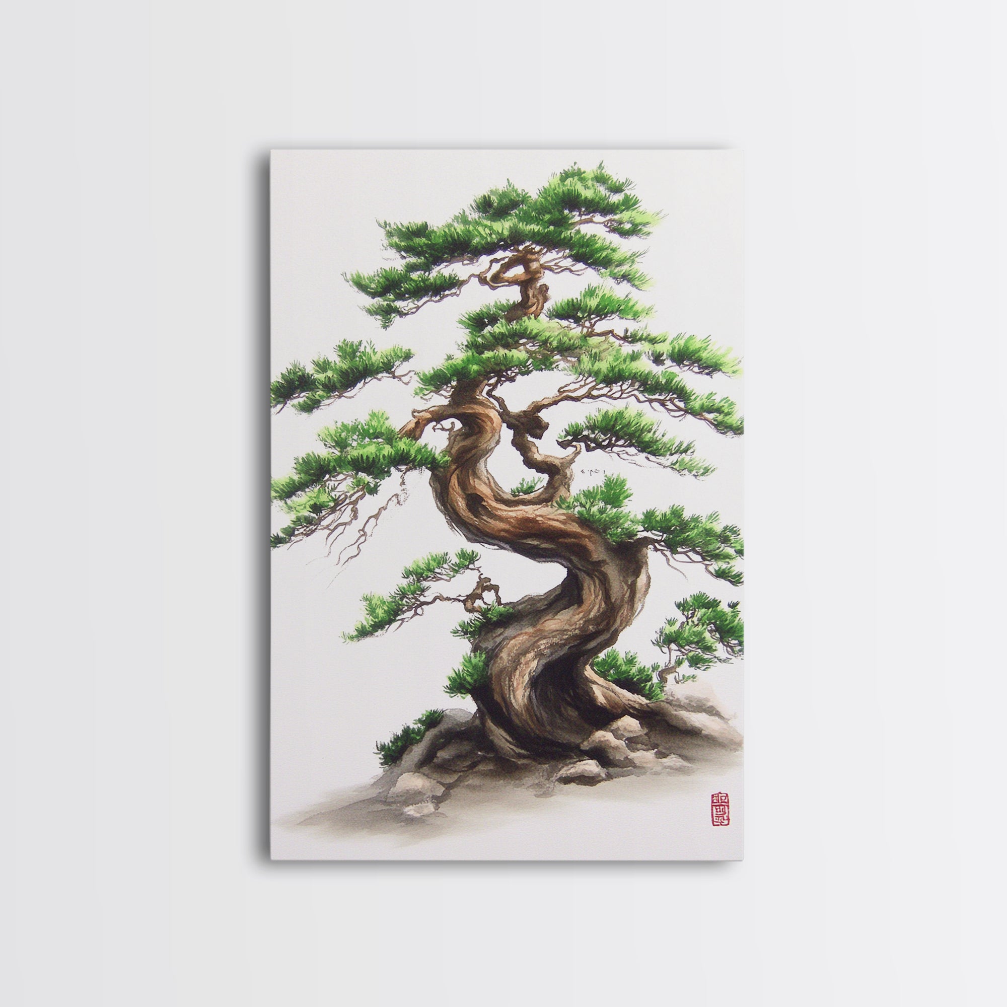 Wabi Sabi Bonzai Tree Watercolor Painting Print, Minimalist Home Decor ...