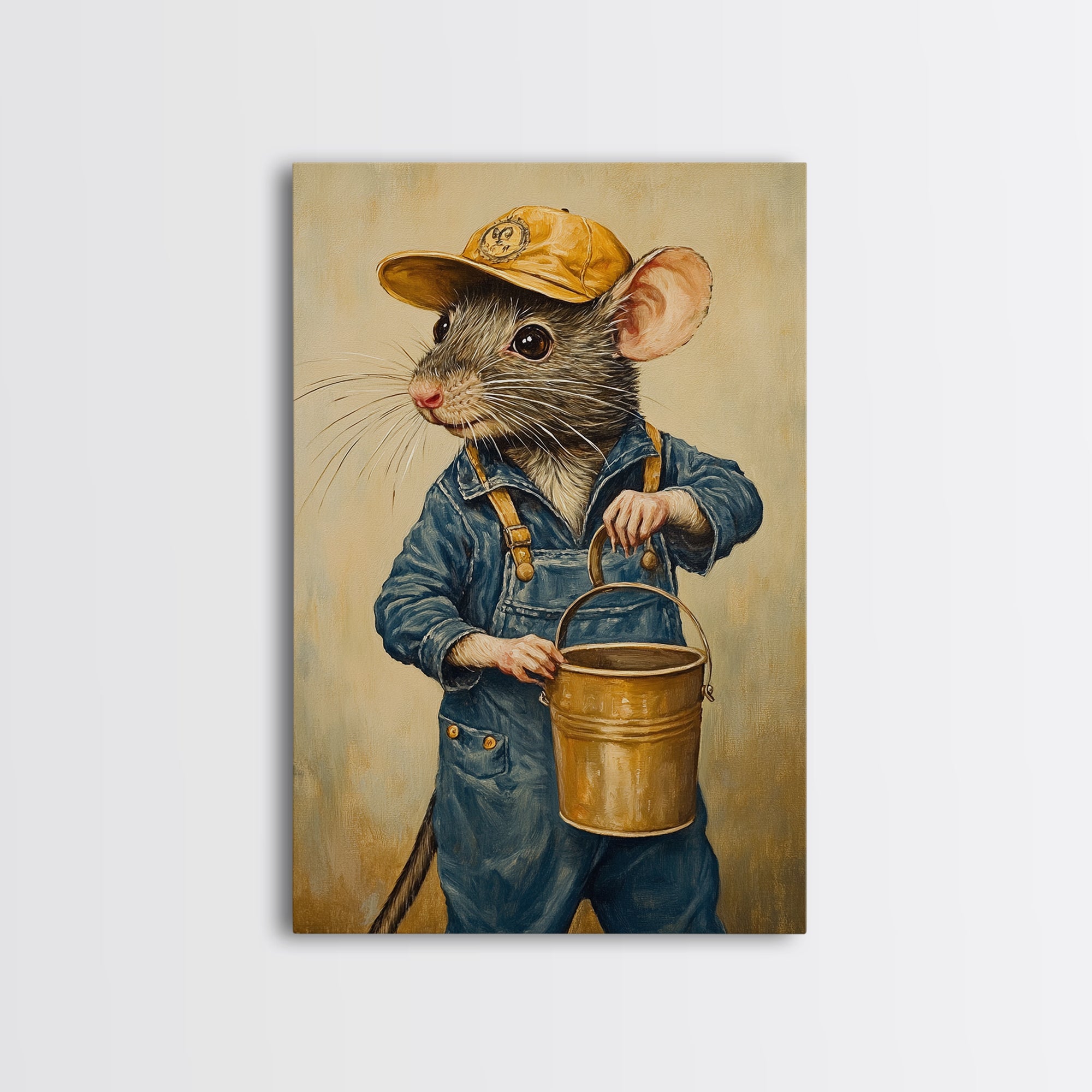 Rats with Jobs, Framed Canvas Print, Rat Painting, The Rat Painter, Cu ...