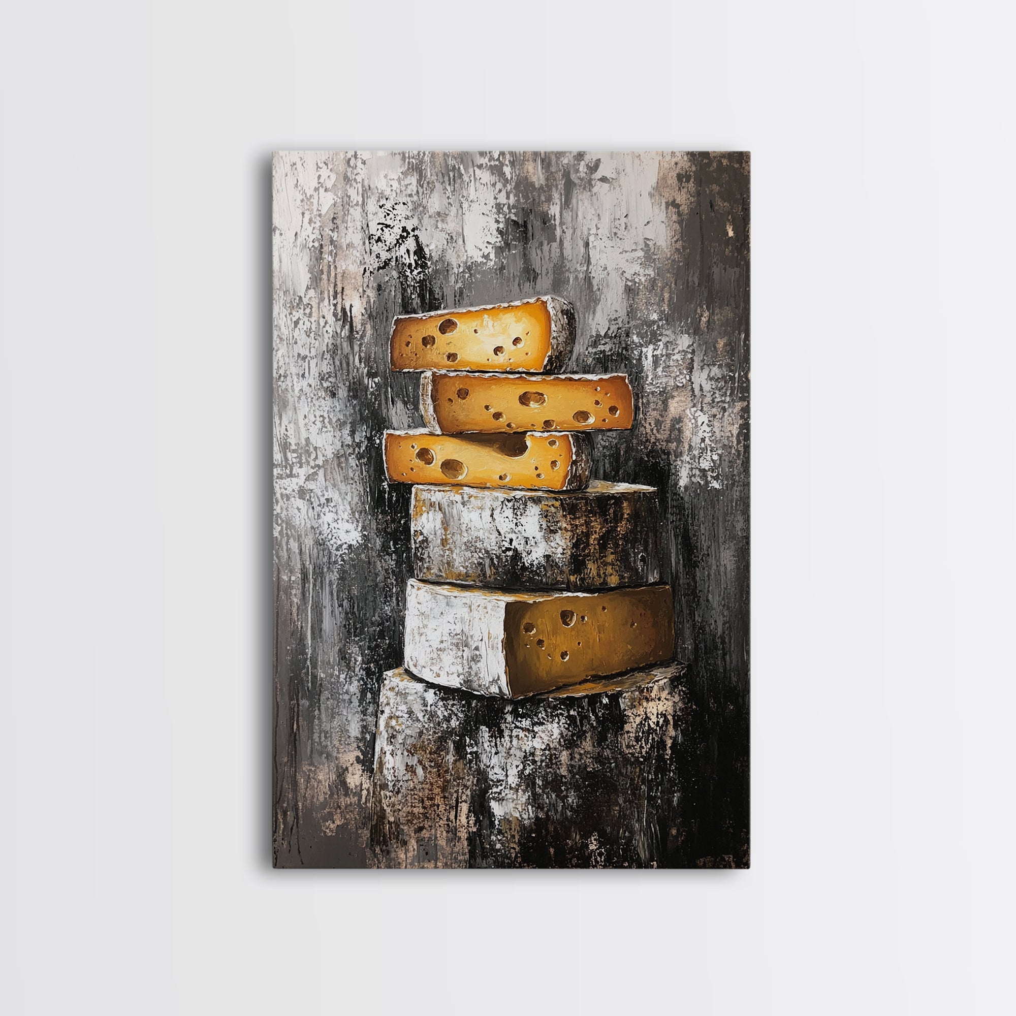 Stack Of Cheese Painting Print - Victorian Still Life Oil Painting of ...