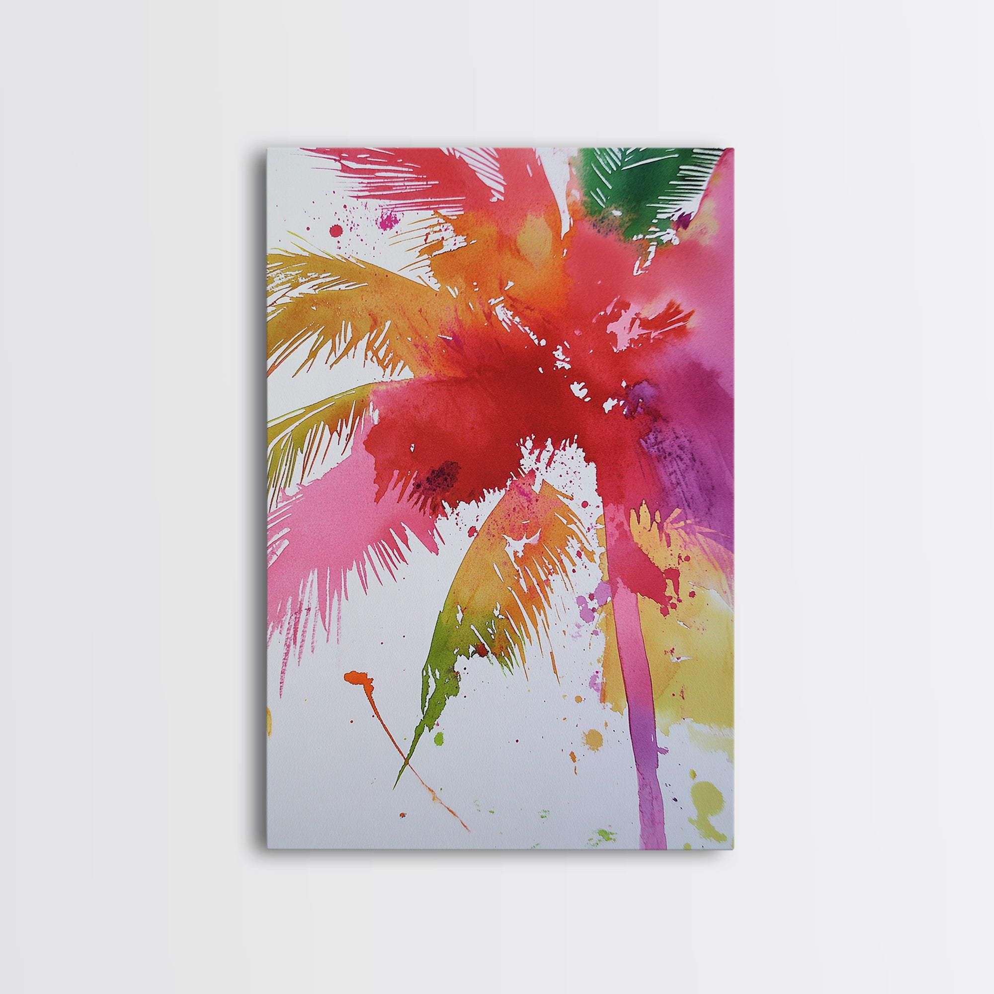 Retro Palm Tree Painting Print, Framed Canvas Print, Pop Art Palm Tree ...