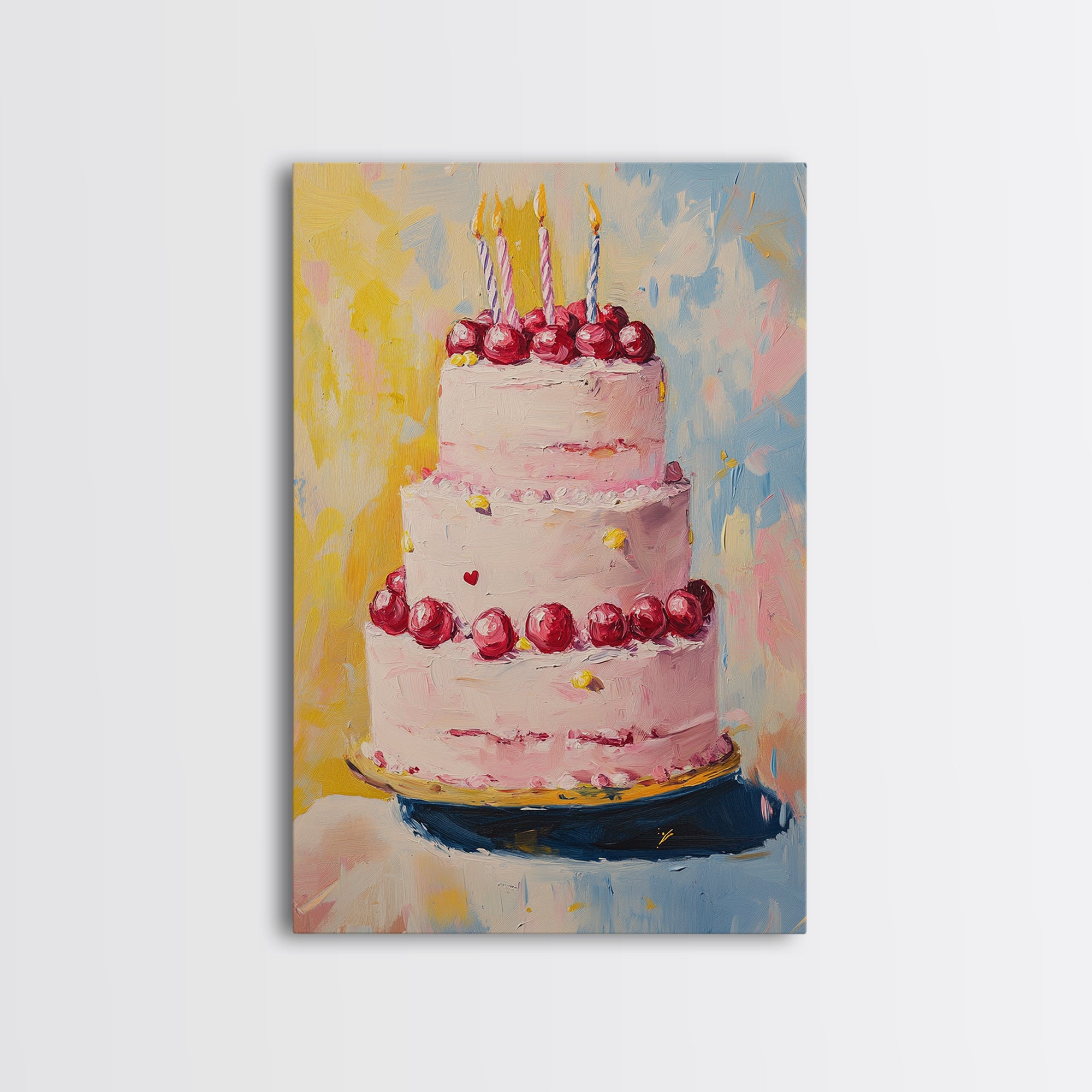 Large Original Birthday Cake Oil Painting Canvas Print, Abstract Weddi ...