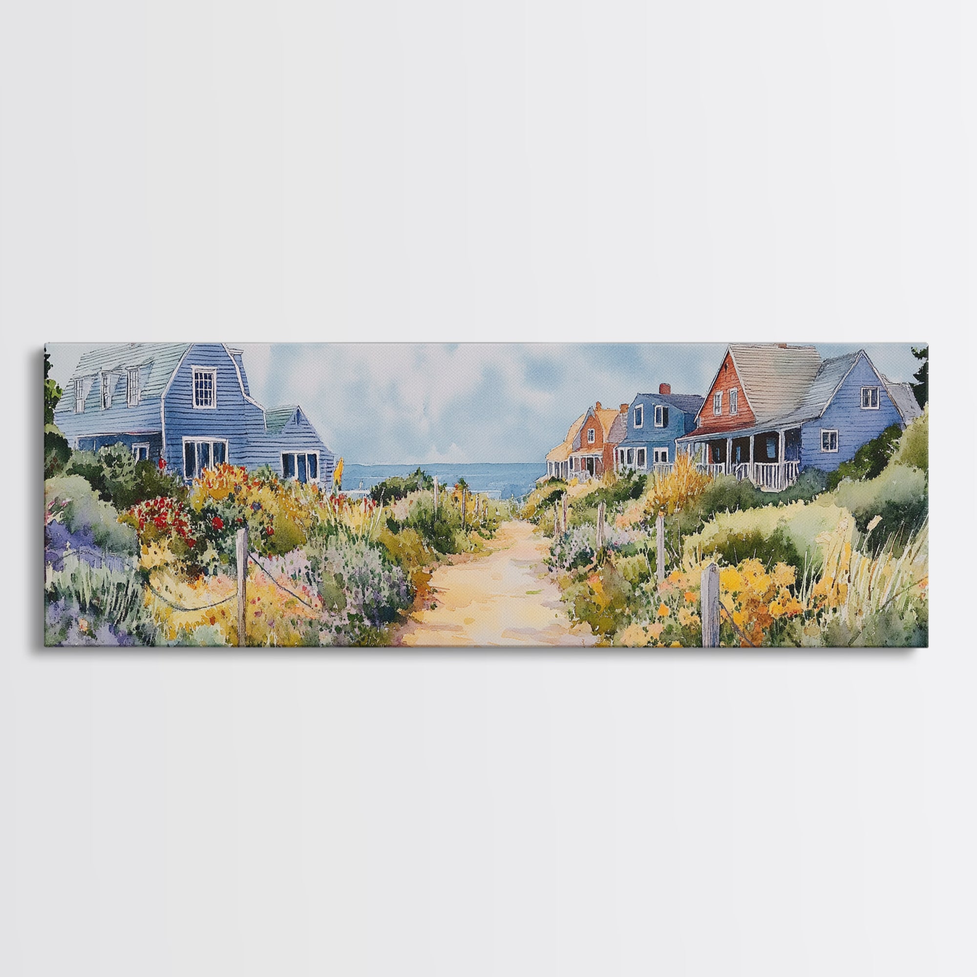 Panoramic Painting Print of Nantucket, Framed Canvas, Nautical Wall Ar ...