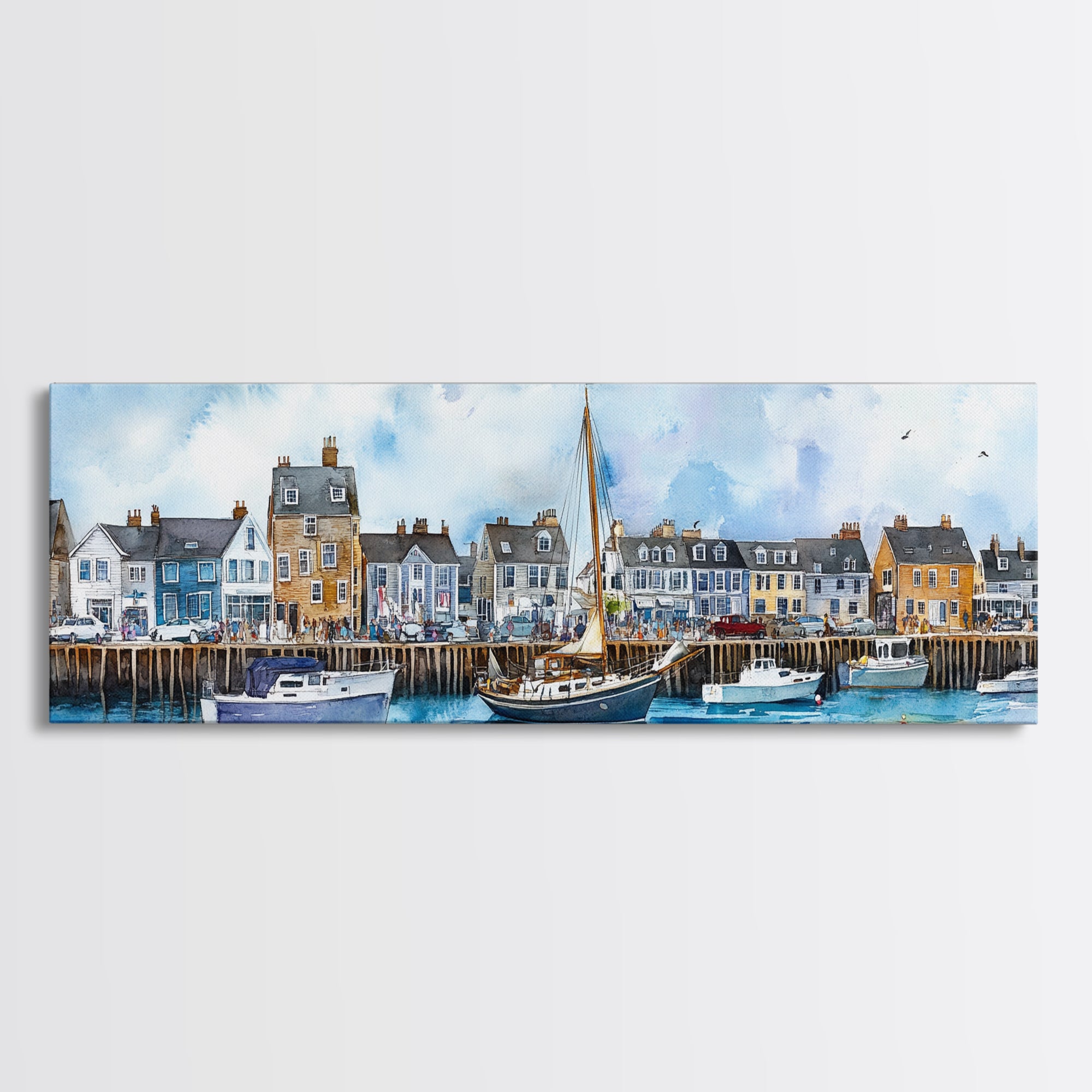 Nantucket Massachusetts Wall Art Framed Canvas Print, Nantucket Painti ...
