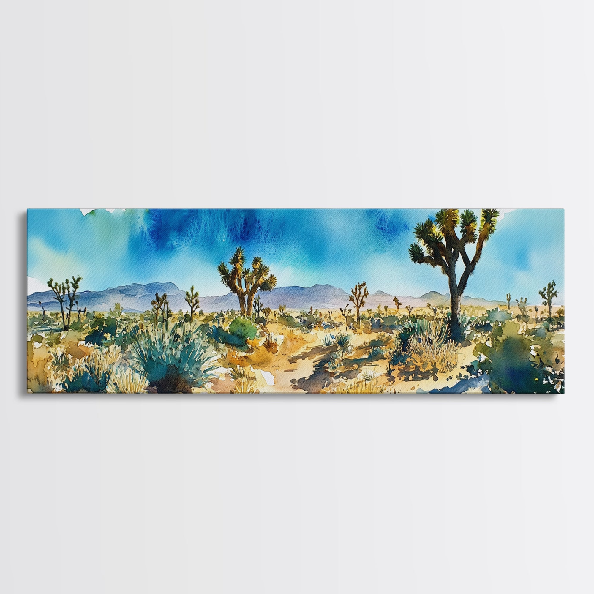 Canvas Print Panoramic Landscape Painting of Joshua Tree California Ca ...