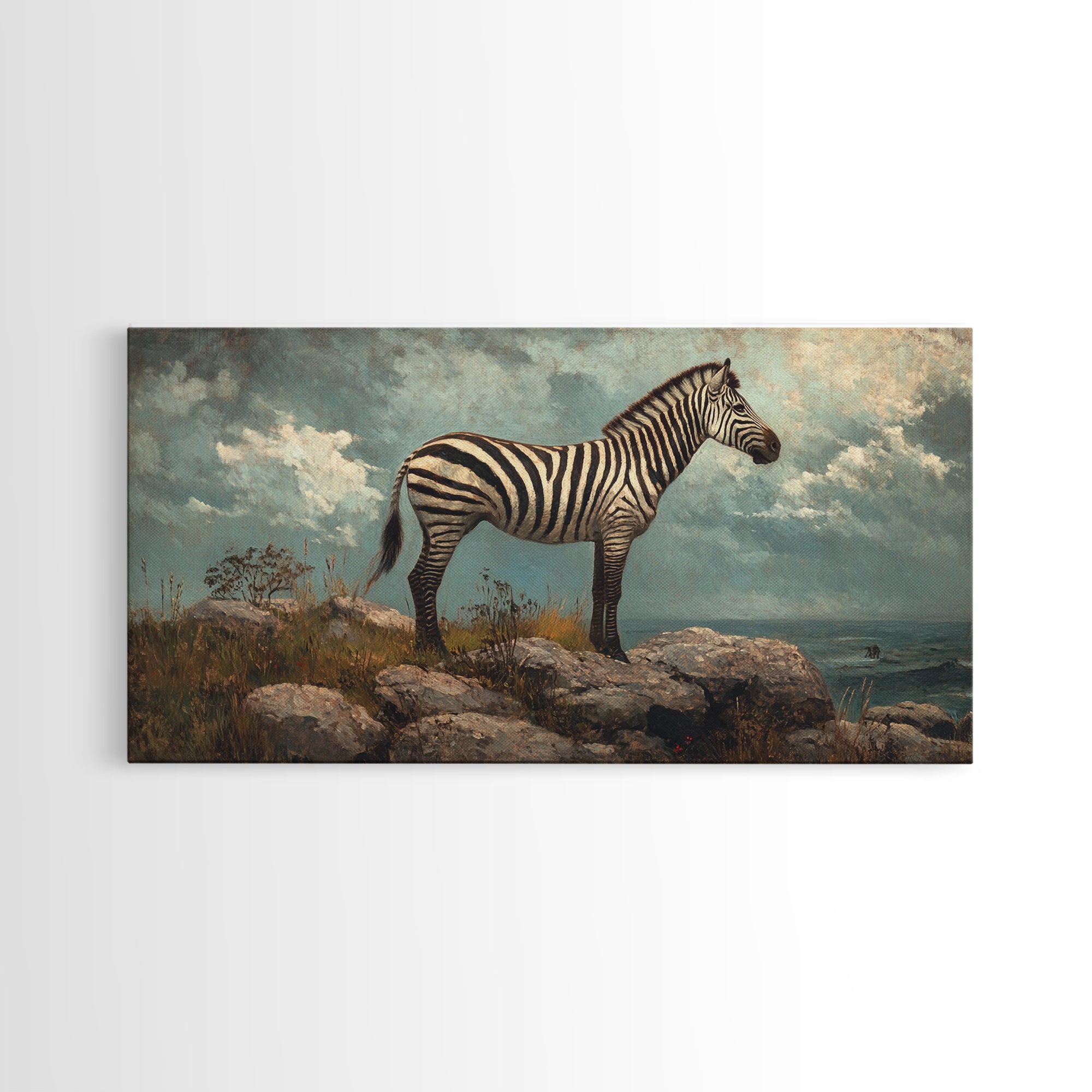 Whimsical Zebra Oil Painting Print - Vintage Zebra Wall Art - Animal P ...
