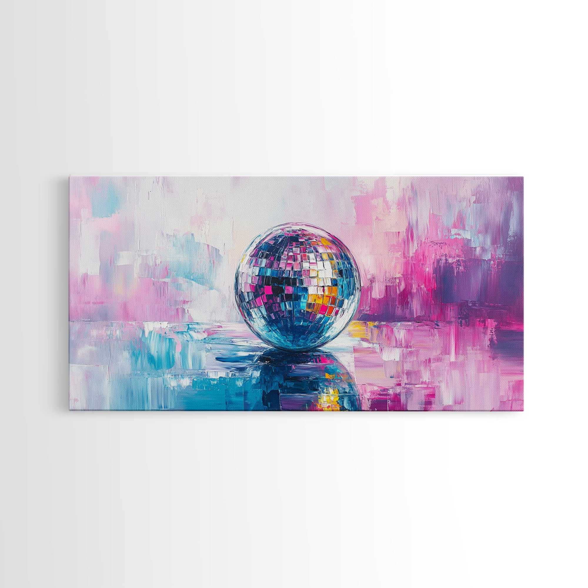 Vintage Preppy Disco Ball Art Print, Disco Ball Painting Canvas Print ...