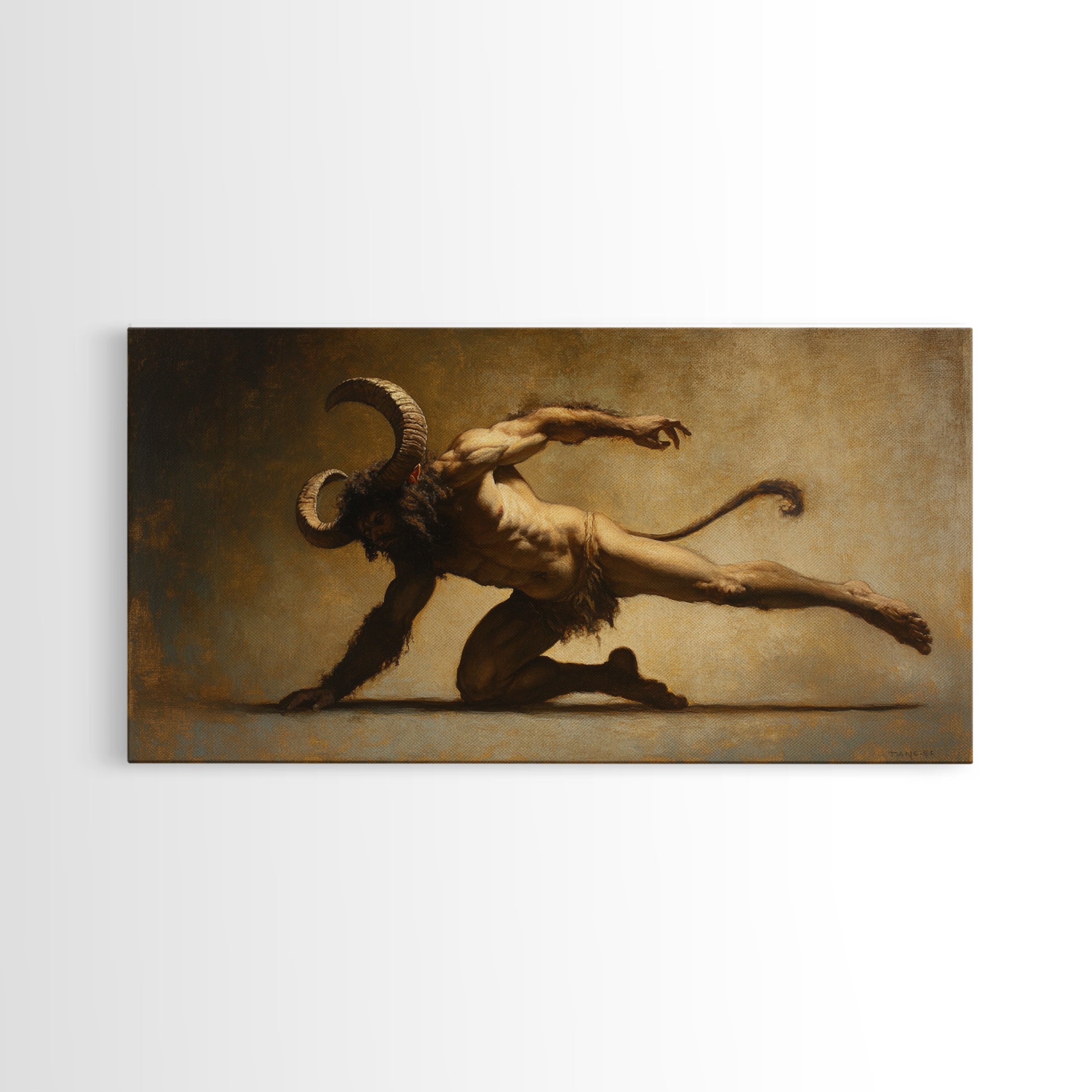 Canvas Print of Satyr, Victorian Gothic Wall Art, Satyr Painting Origi ...